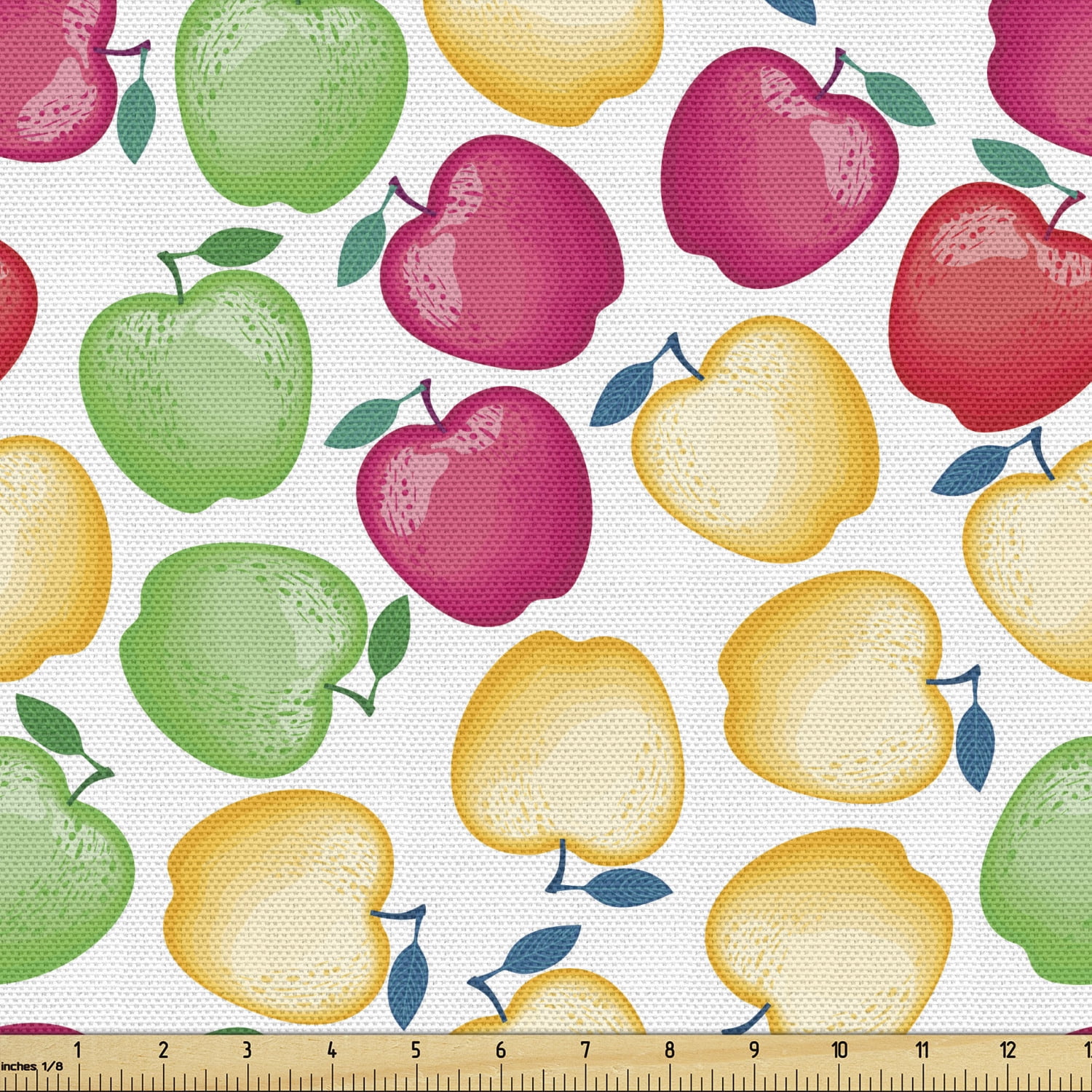 Ambesonne Fruits Fabric by the Yard Upholstery, Colorful Summer Apples ...