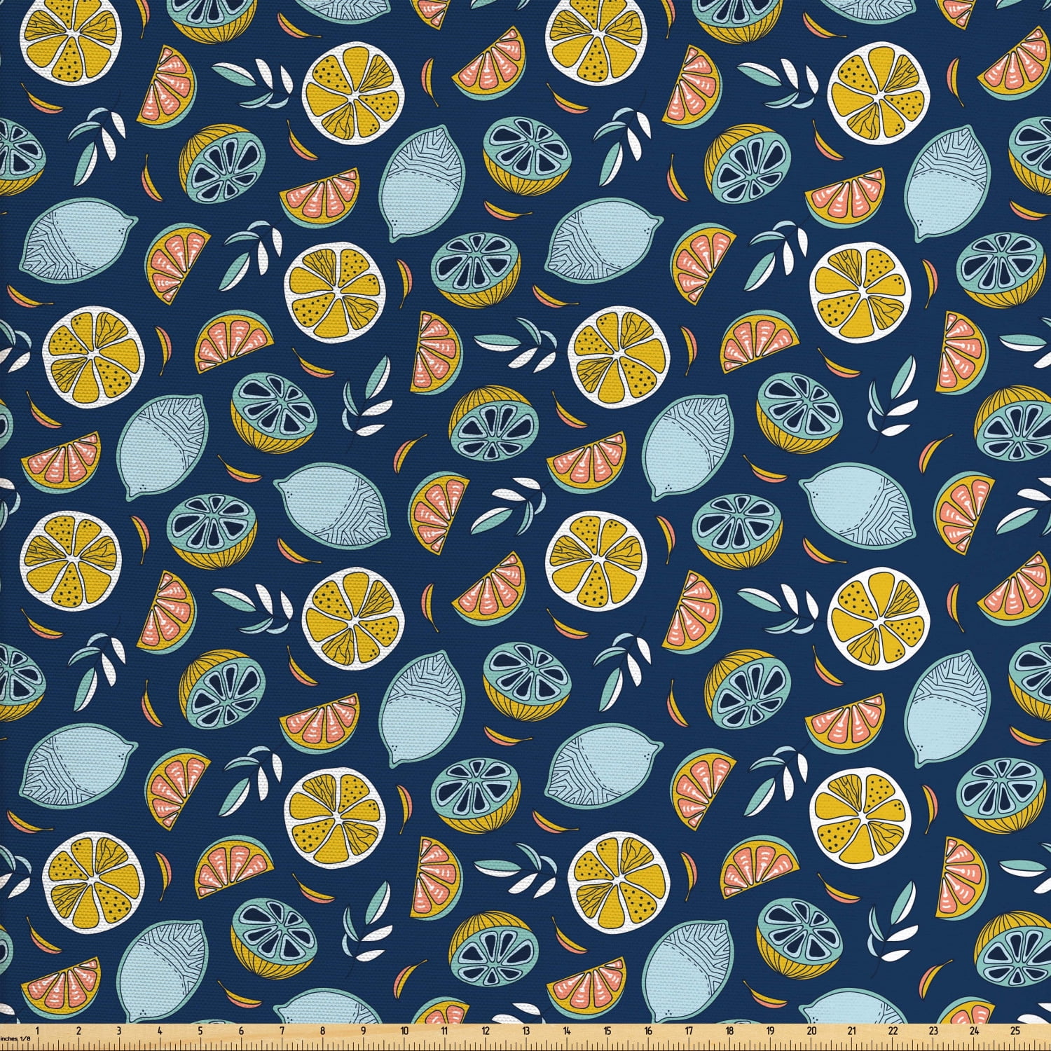 Ambesonne Fruits Fabric by the Yard Upholstery, Lemons with Oranges, 10 ...