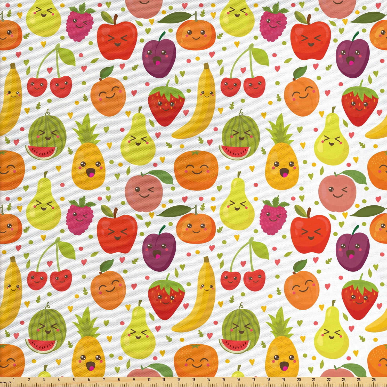 Ambesonne Fruits Fabric by the Yard Upholstery, Banana Smile Theme, 2 ...