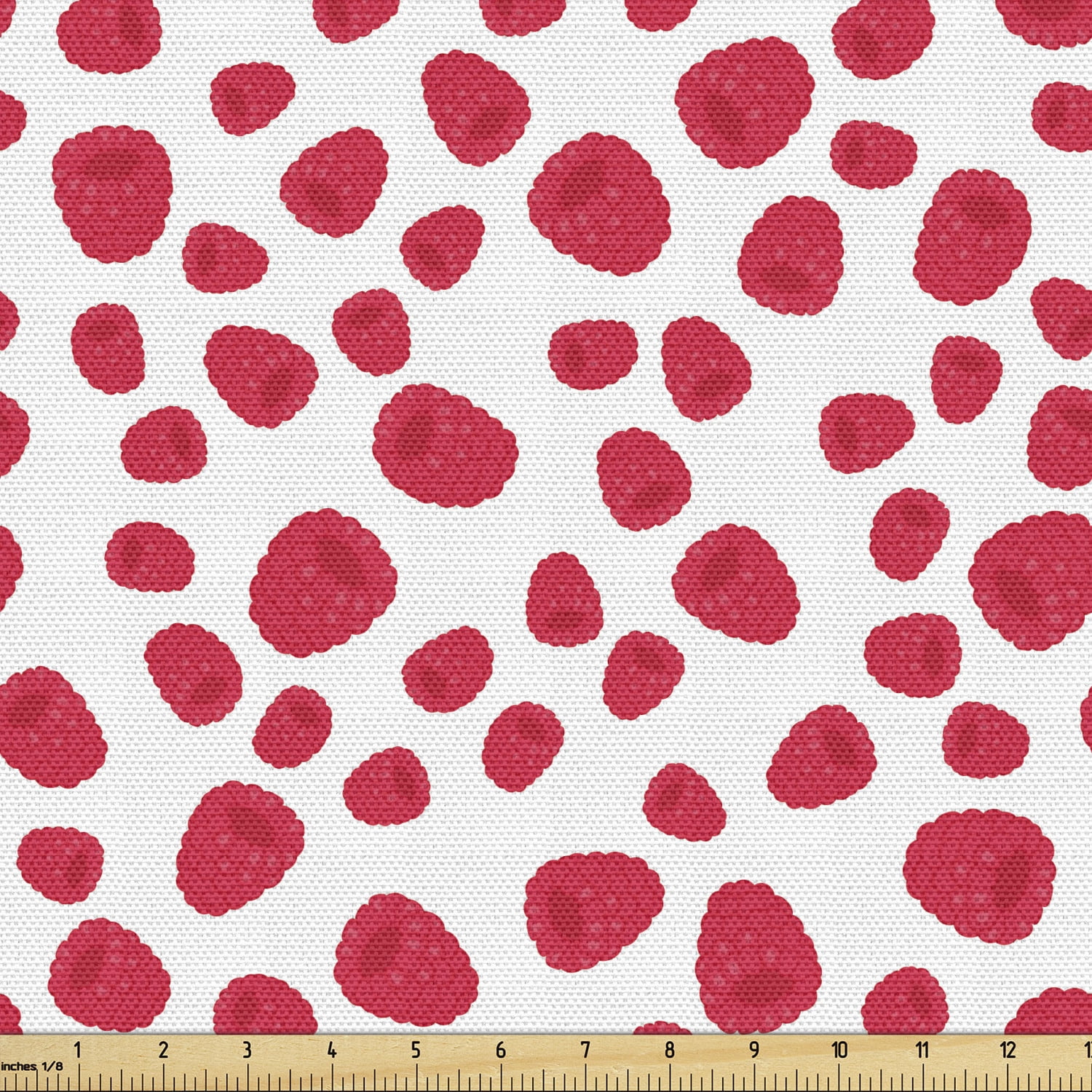 Ambesonne Fruits Fabric by the Yard Upholstery, Summer Ripe Raspberries ...