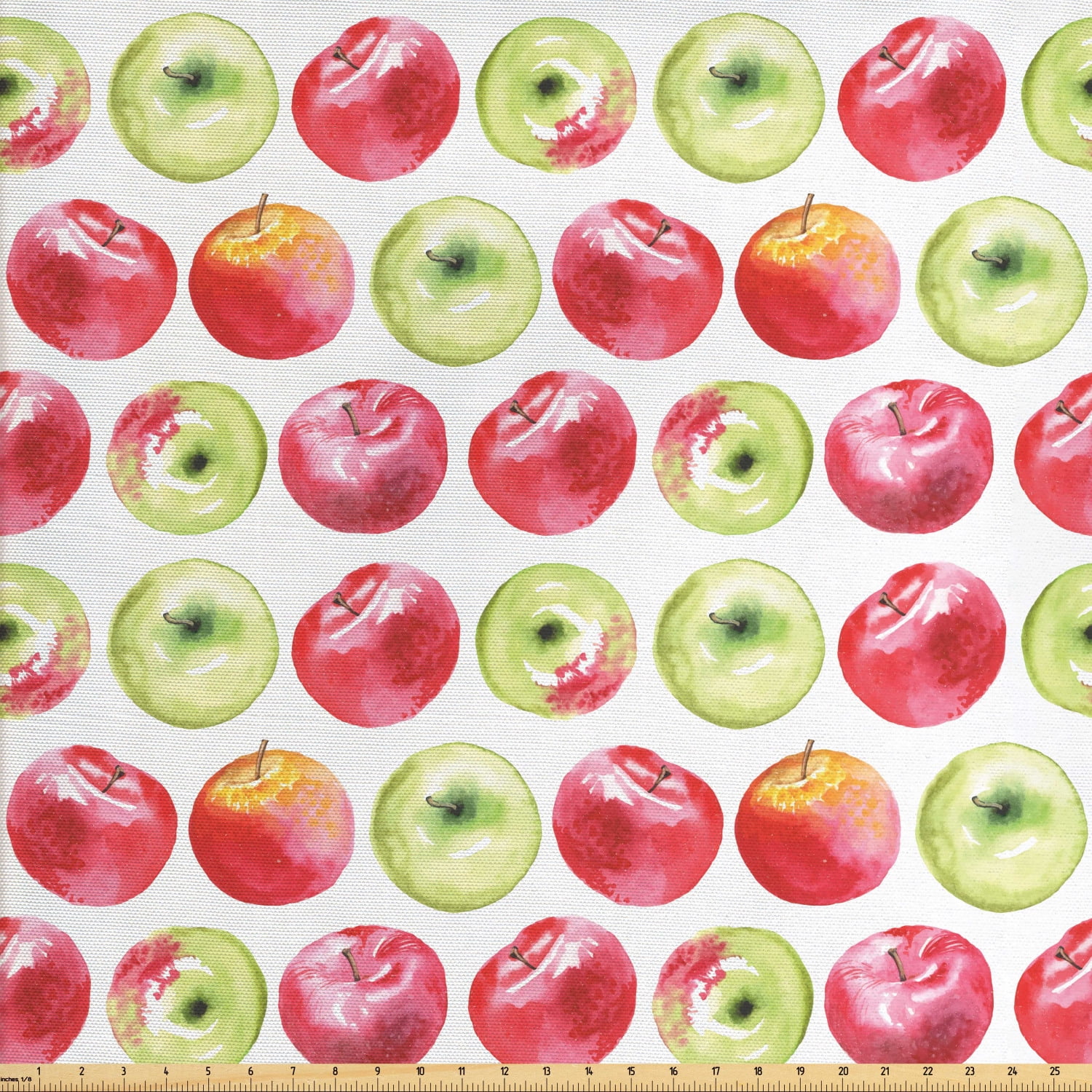 Fruits Fabric by the Yard, Watercolor Macoun Cameo and Granny Smith ...