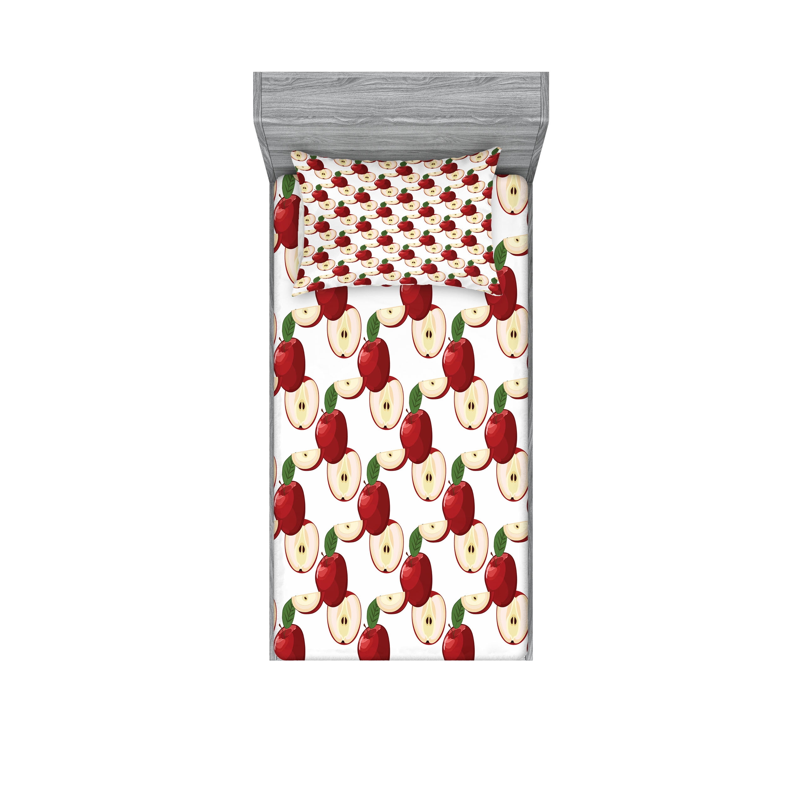 Fruits Fitted Sheet & Pillow Sham Set, Retro Harvest Yield with ...