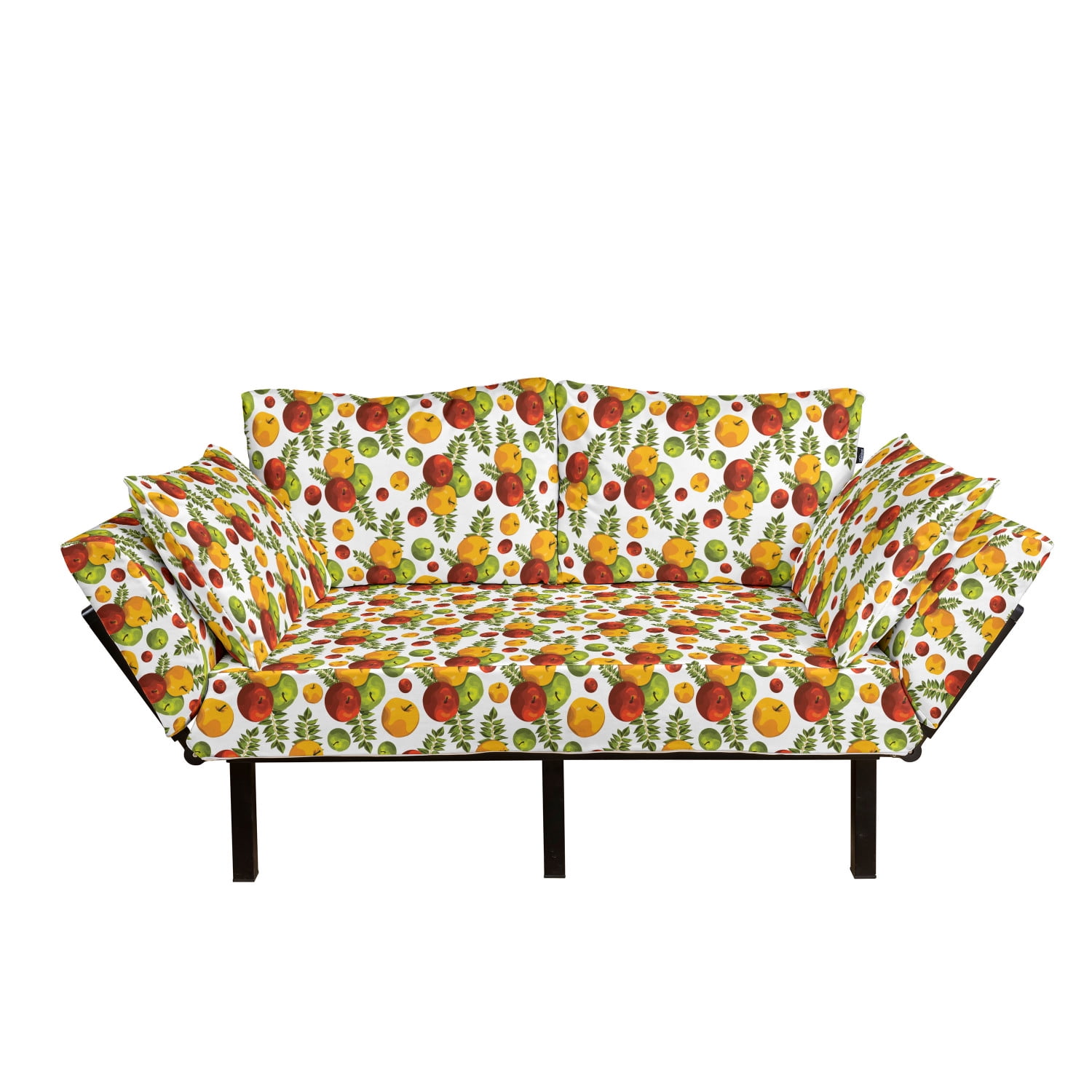 Fruits Futon Couch, Apple Harvest Theme with Fruit and Leaves Autumn ...