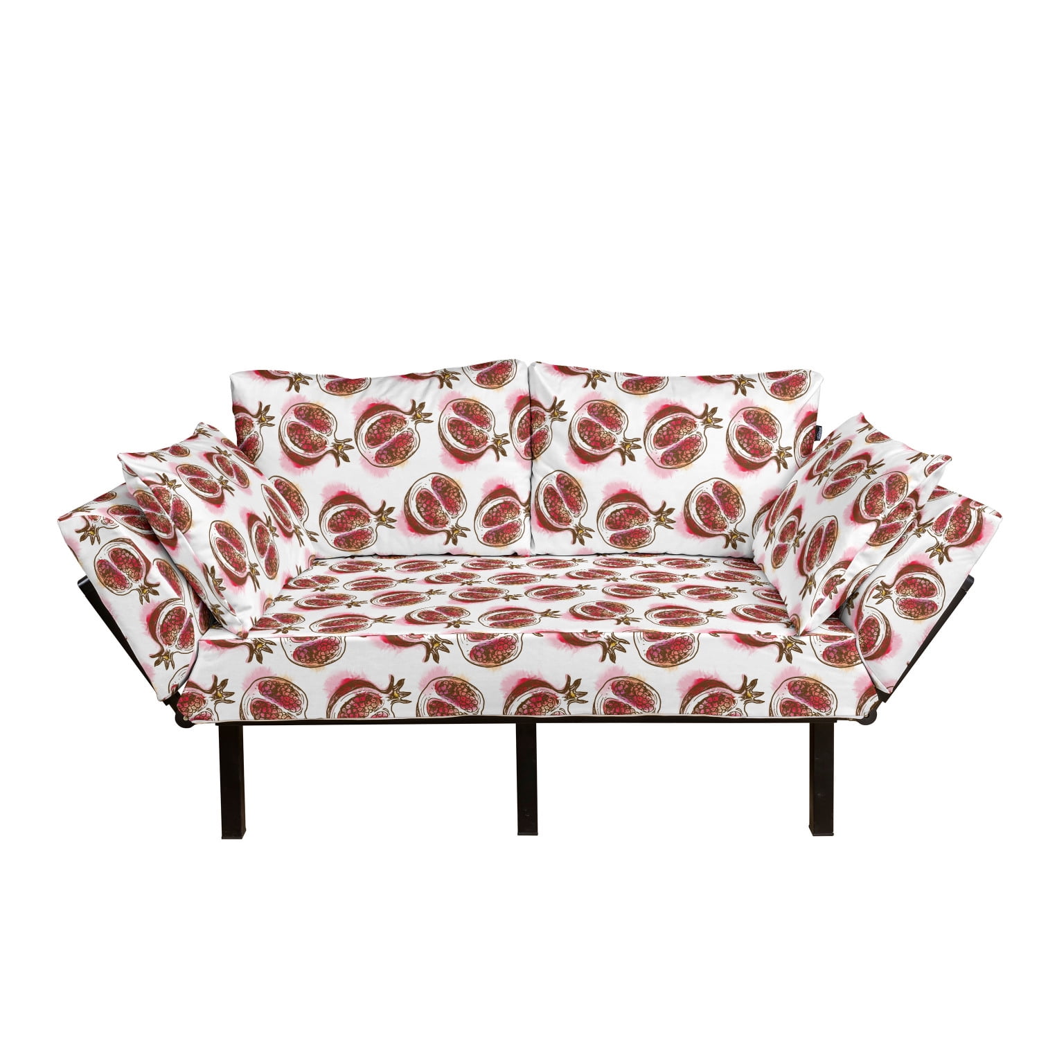 Fruits Futon Couch, Pomegranate Flowering Blurry Watercolor ...