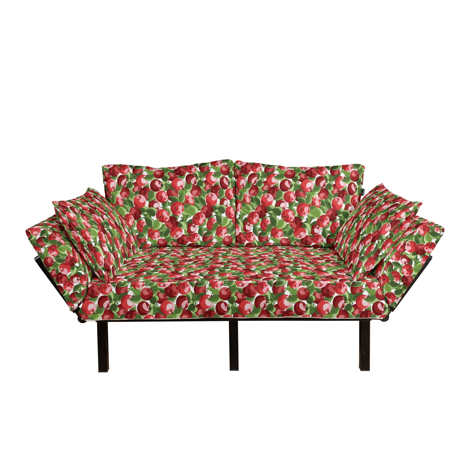 Fruits Futon Couch, Red Apples and Green Leaves Organic Food Garden ...