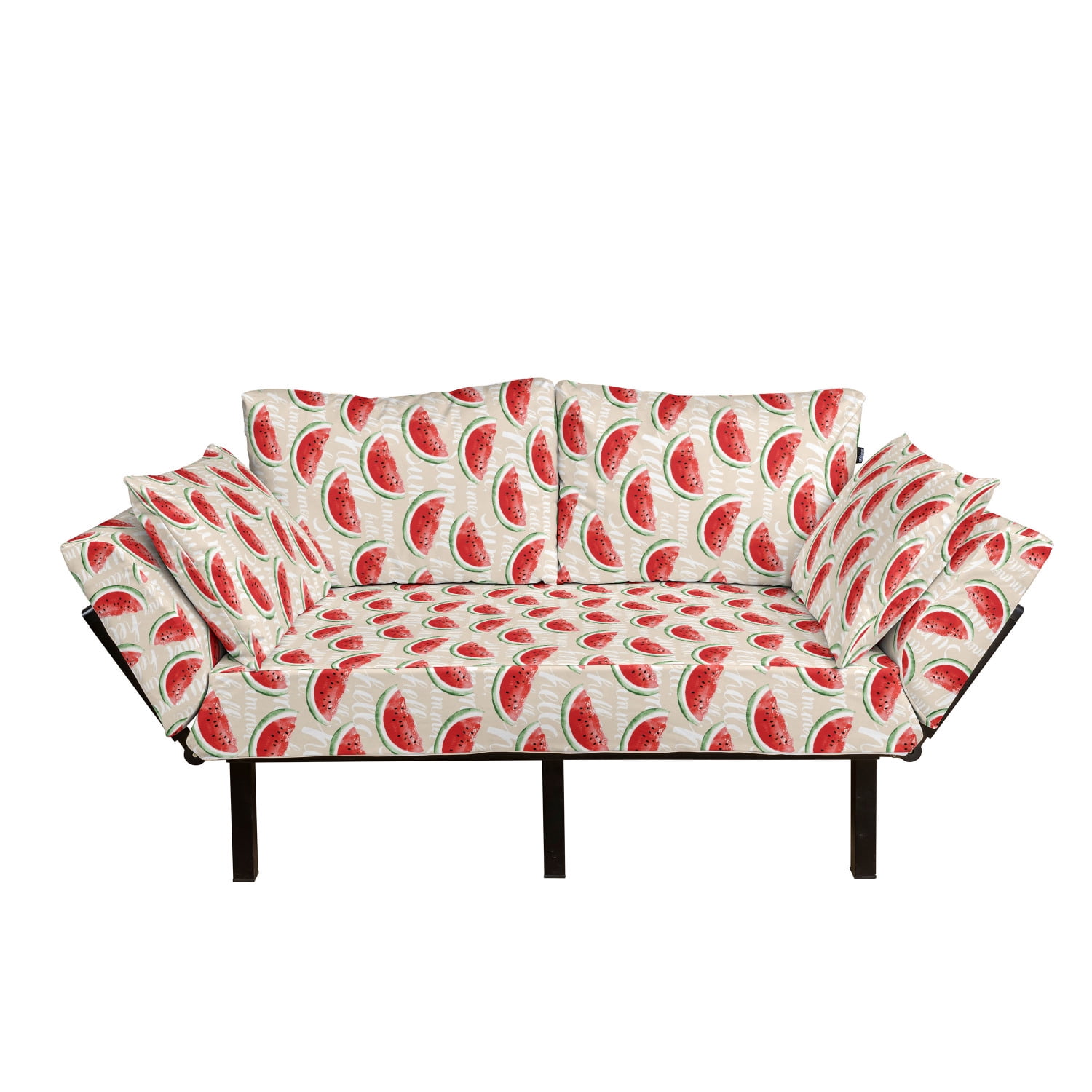 Fruits Futon Couch, Watercolor Fresh Watermelons Yummy Summer Food ...