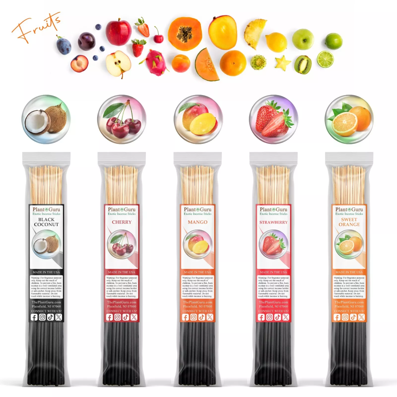 Fruits Incense Sticks Variety Set 500 Pack Sampler 11" Sticks - 5 ...
