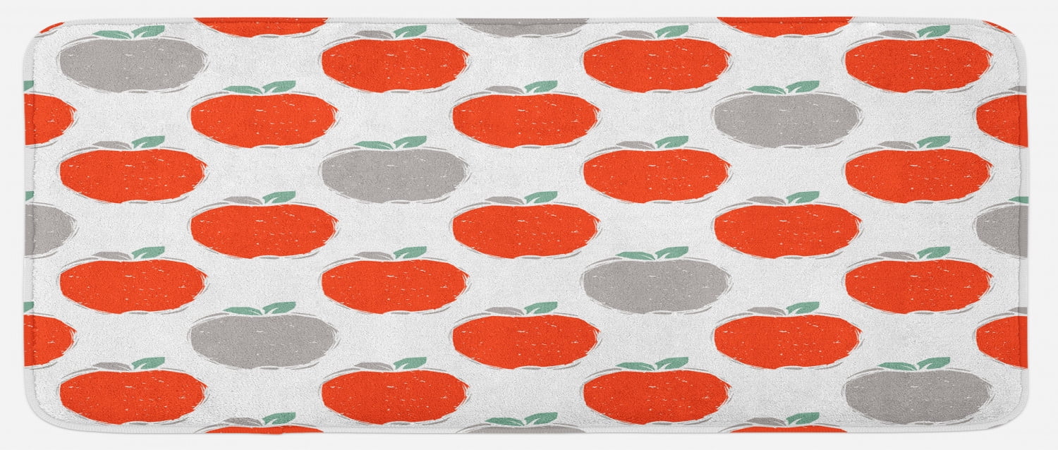 Fruits Kitchen Mat, Doodle Style Fruit Silhouettes Healthy Apple ...