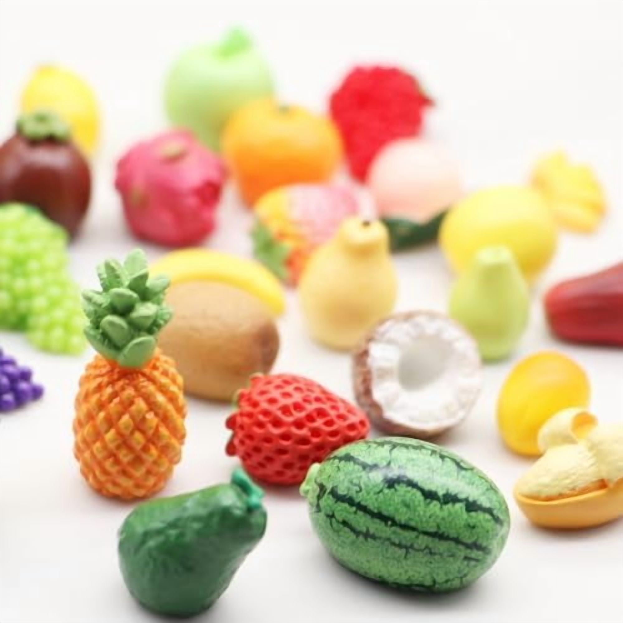 Fruits Mini Resin Figures 30 PCS Pineapple Lemon Strawberry Peach Resin ...