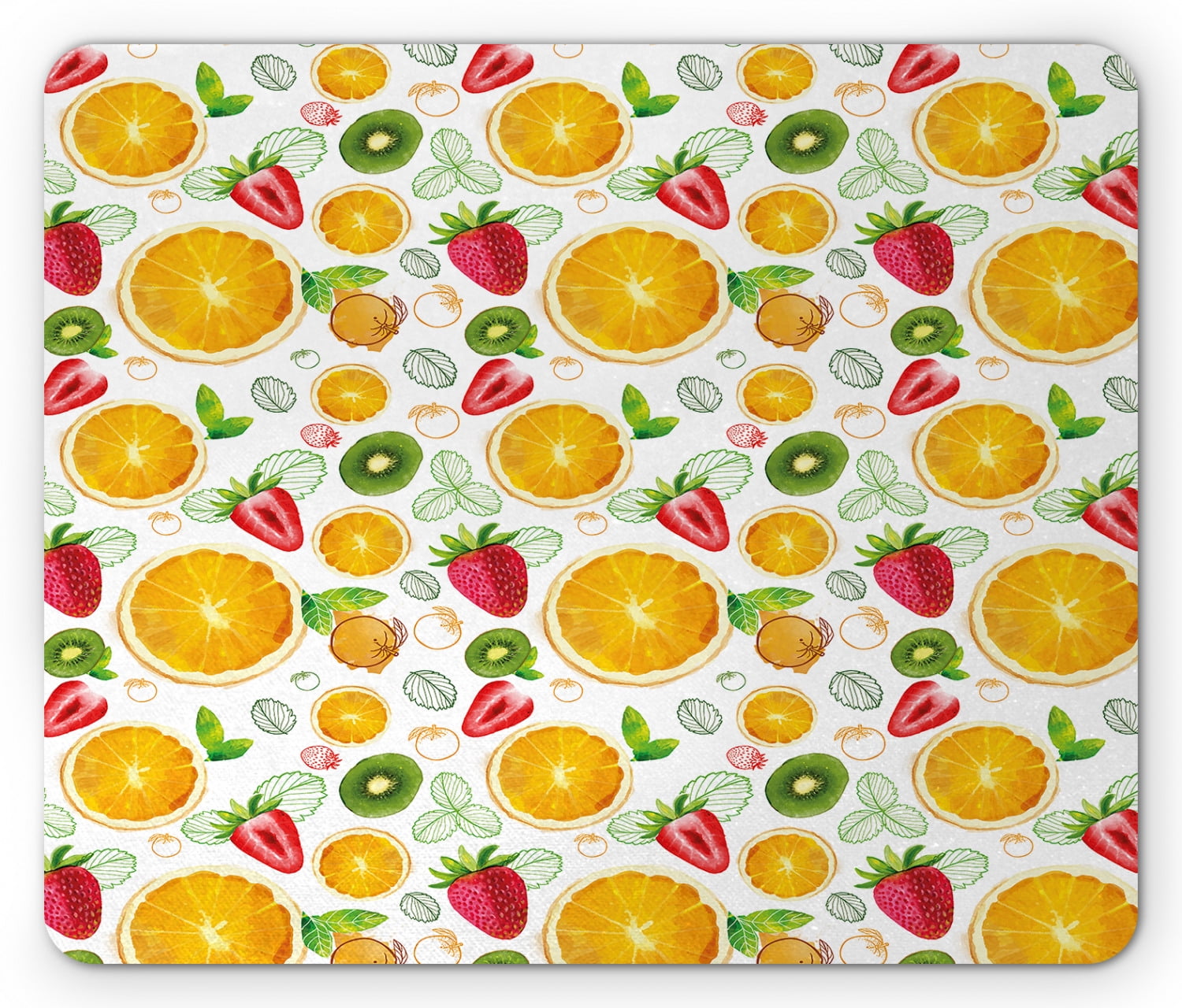 Fruits Mouse Pad, Citrus Kiwi Lemon Leaves Apricot Watermelon Fresh ...
