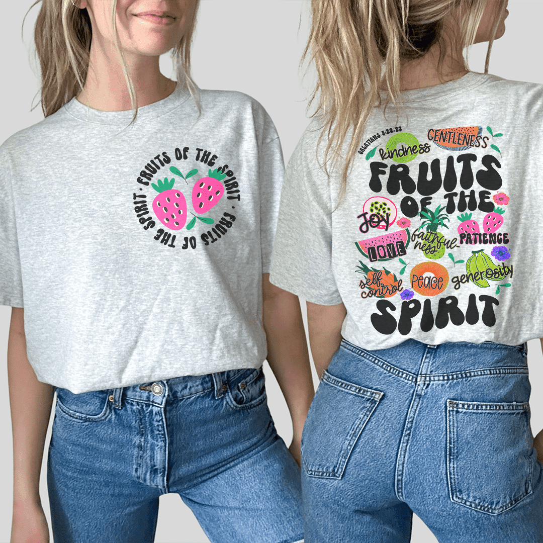 Fruits Of The Spirit Back Print Tee Athletic Heather S Peachy Sunday T ...