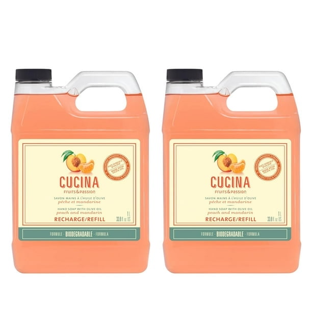 Fruits & Passion Cucina Peach and Mandarin Hand Soap 1L Refill- 2 pack ...