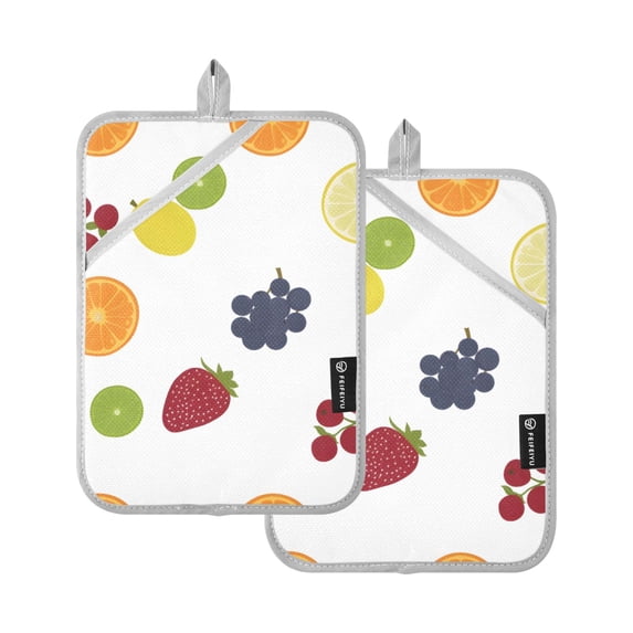 Fruits Pattern Design Pot Holder Set 2 Piece Non-Slip Oven Hot Pads ...