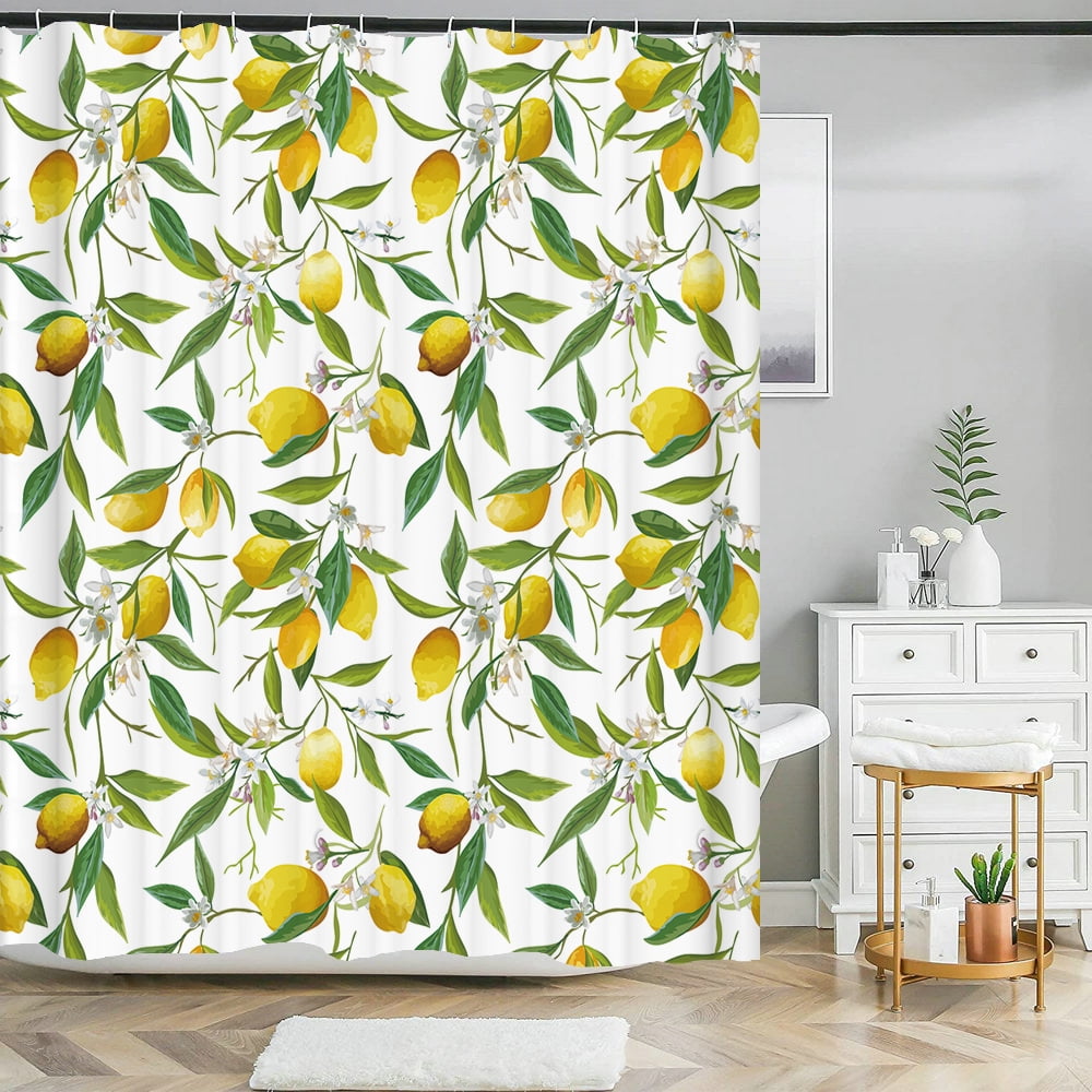Fruits Pattern Shower Curtain Peach Lemon Orange Papaya Printing Bath ...