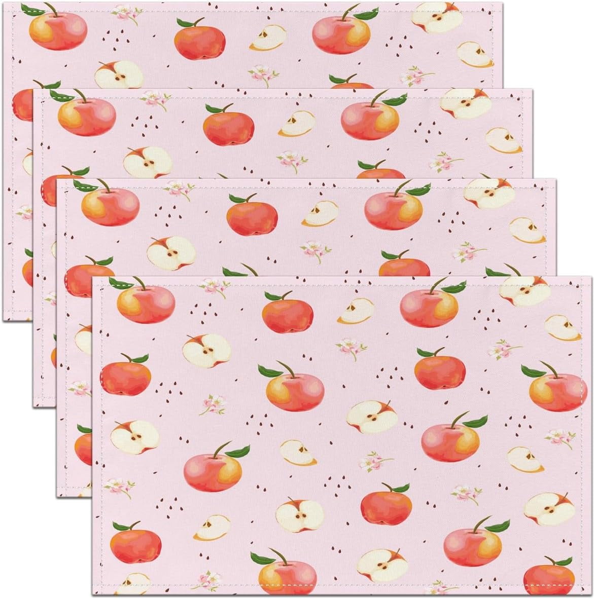 Fruits Pattern Table Place Mats, Set 18"x12" Pink Floral Placemats Set ...