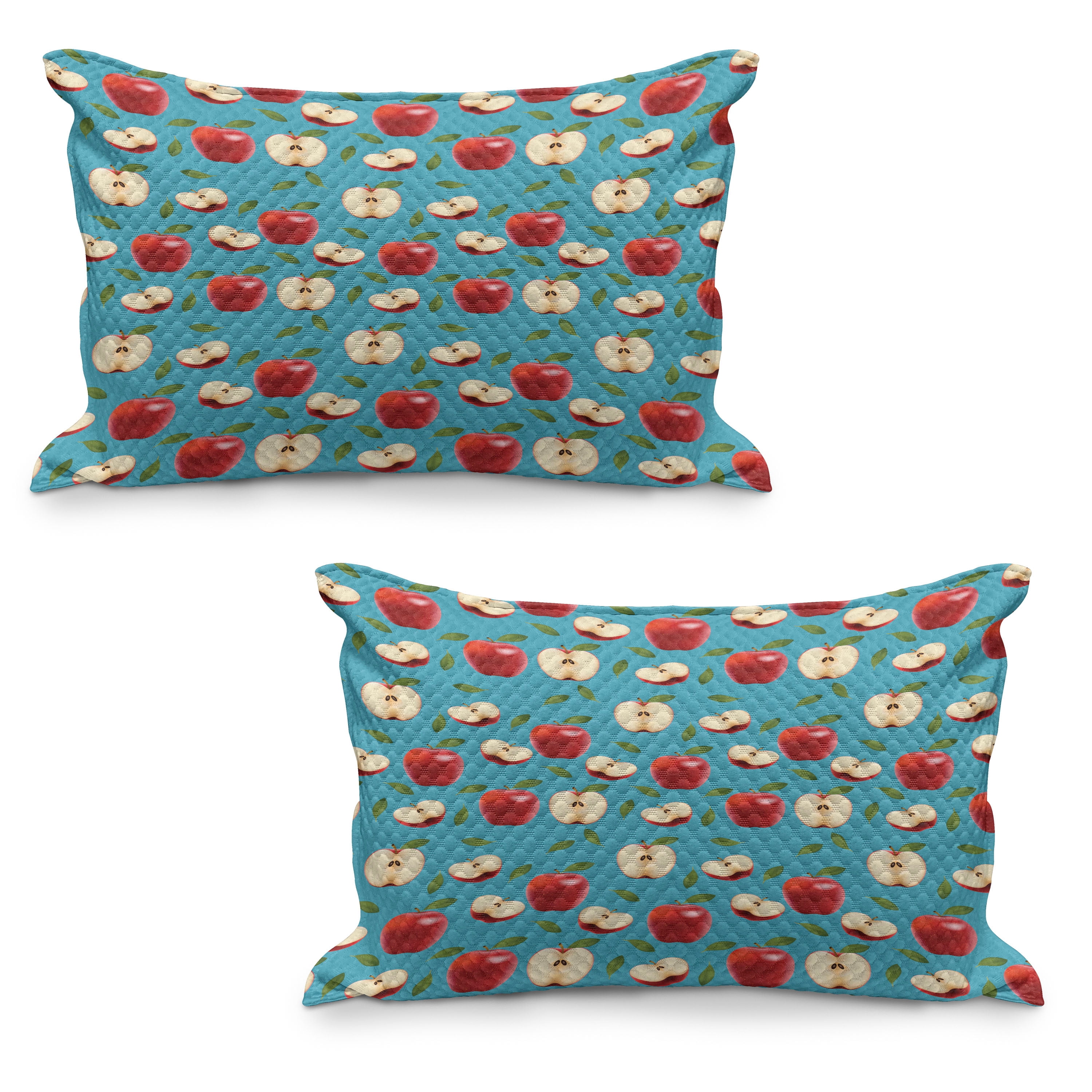 Fruits Quilted Pillowcover Set of 2, Halved and Whole Red Delicious ...