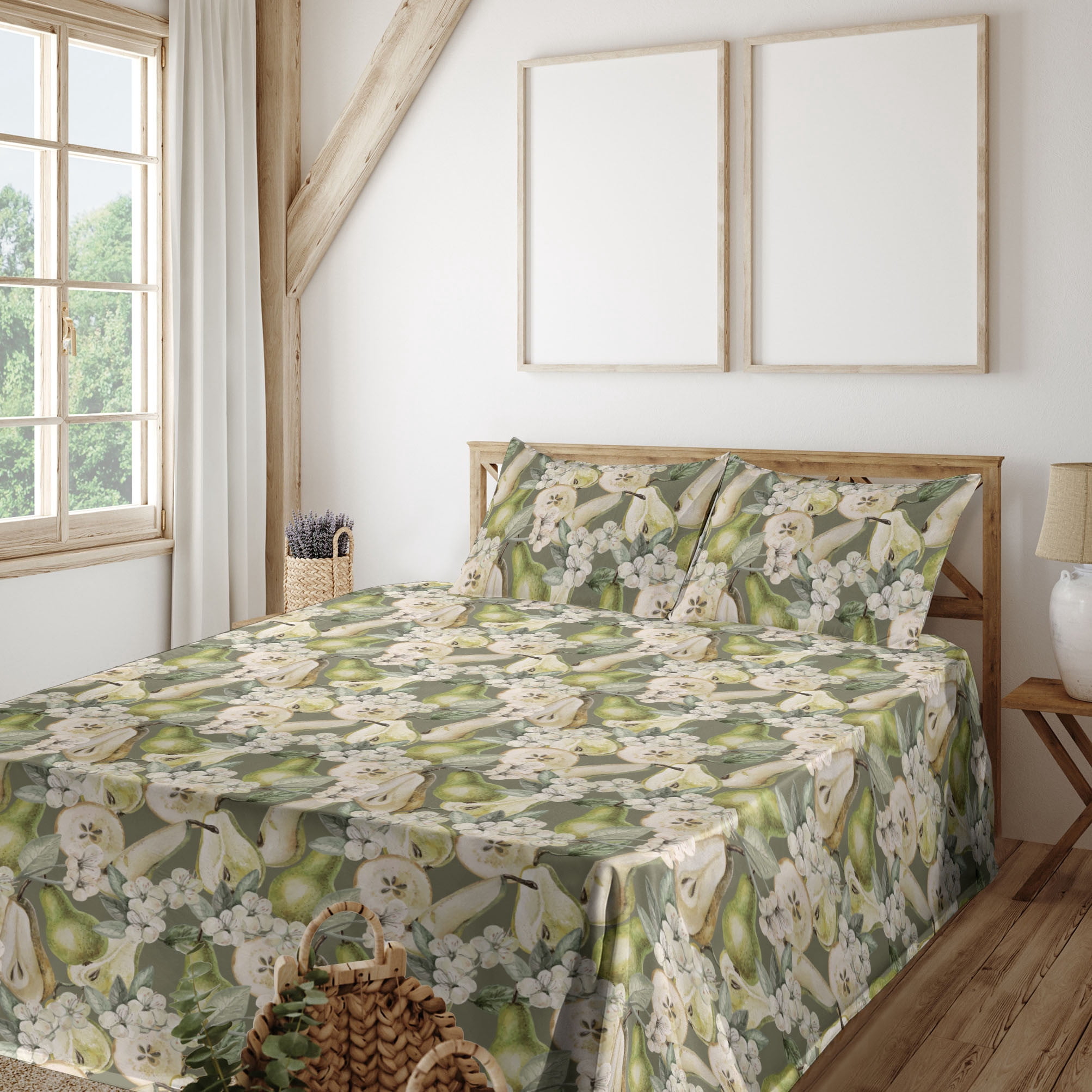 Fruits Sheet Set, Nature Vibes Pear Illustrations with Floral Ornaments ...