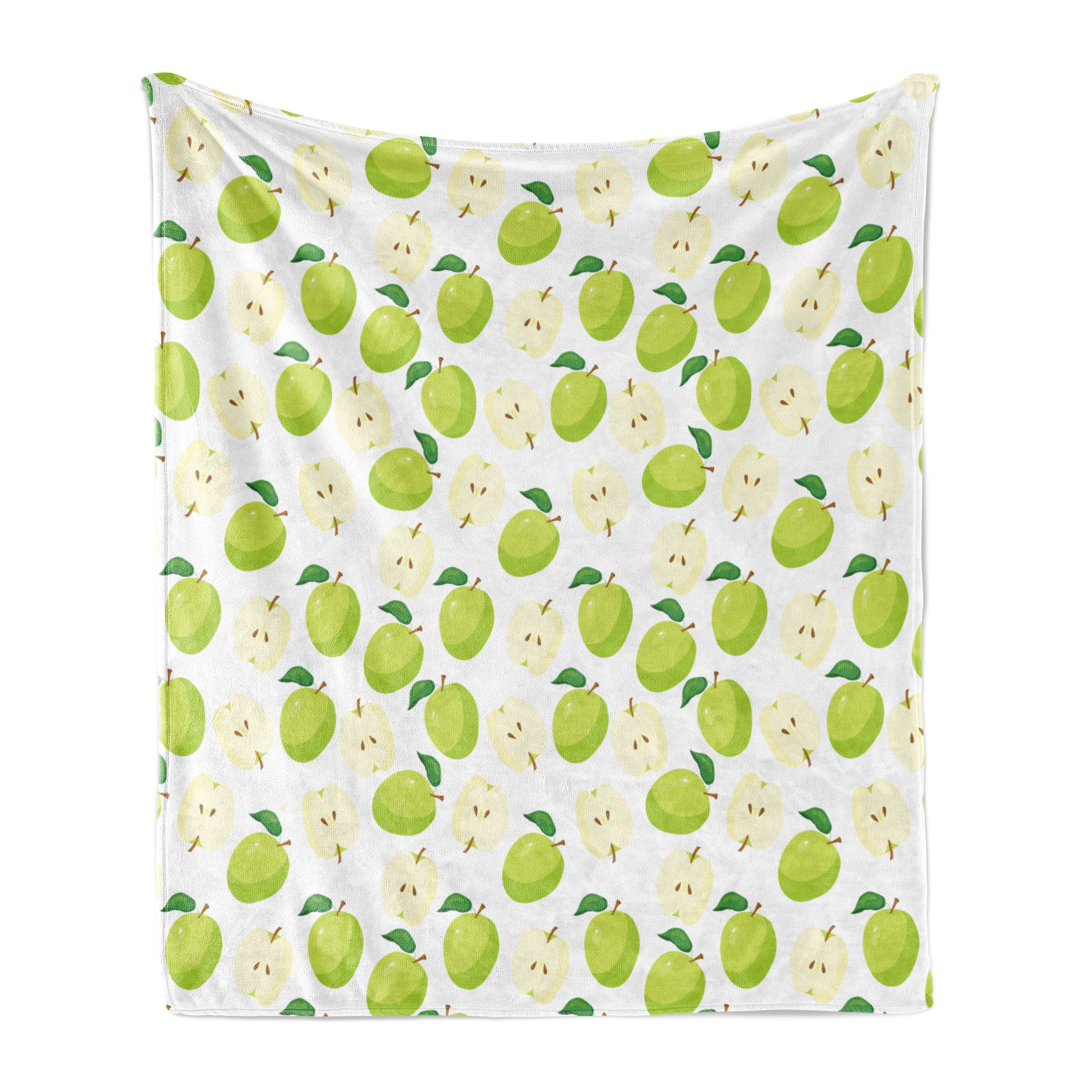 Fruits Soft Flannel Fleece Throw Blanket, Cartoon Style Green Stalks ...