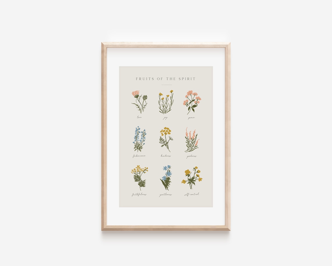Fruits Of The Spirit Floral Botanical Painting Modern Christian Wallart ...