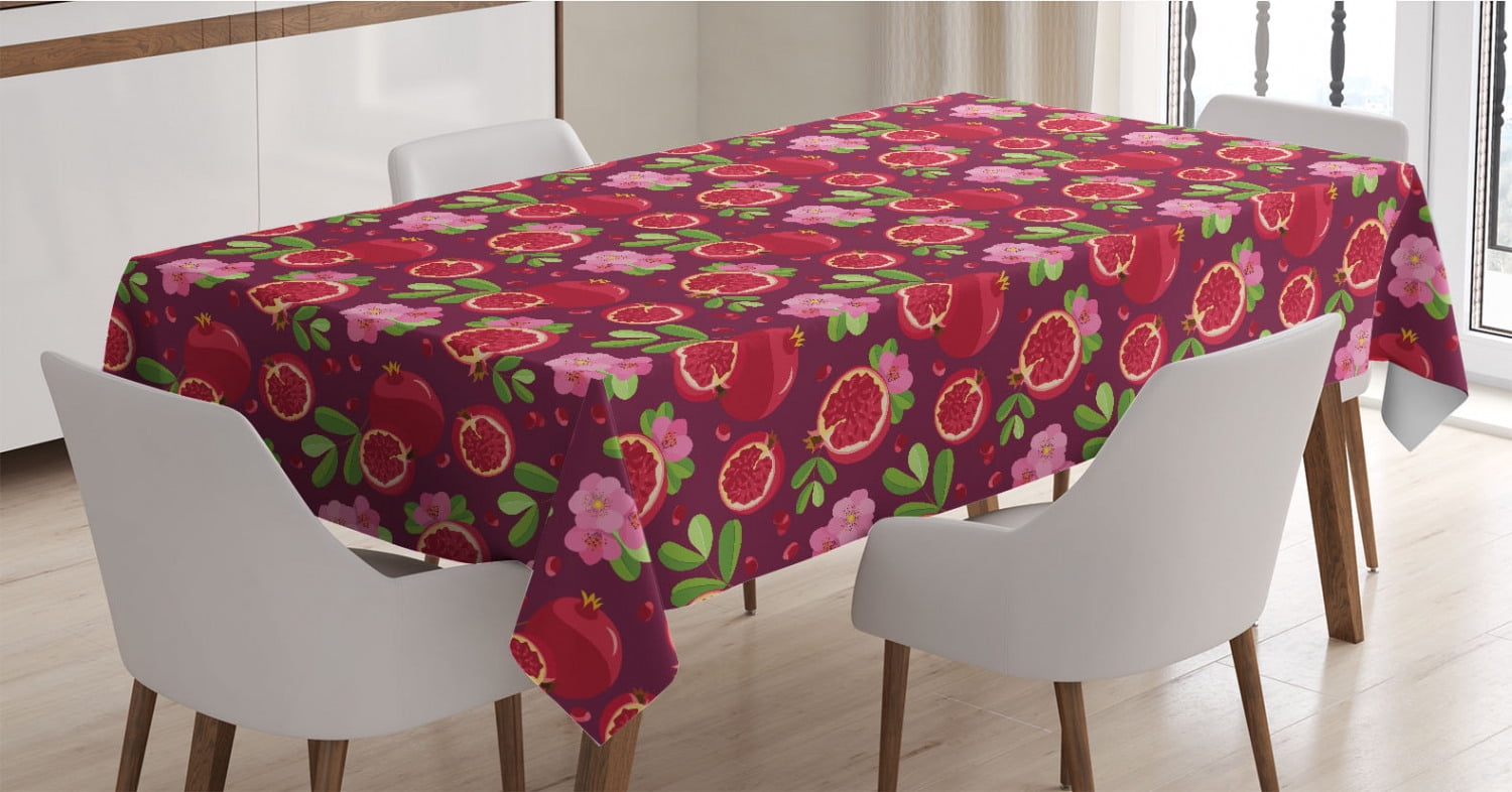 Fruits Tablecloth, Natural Themed Continuous Pattern of Pomegranate ...