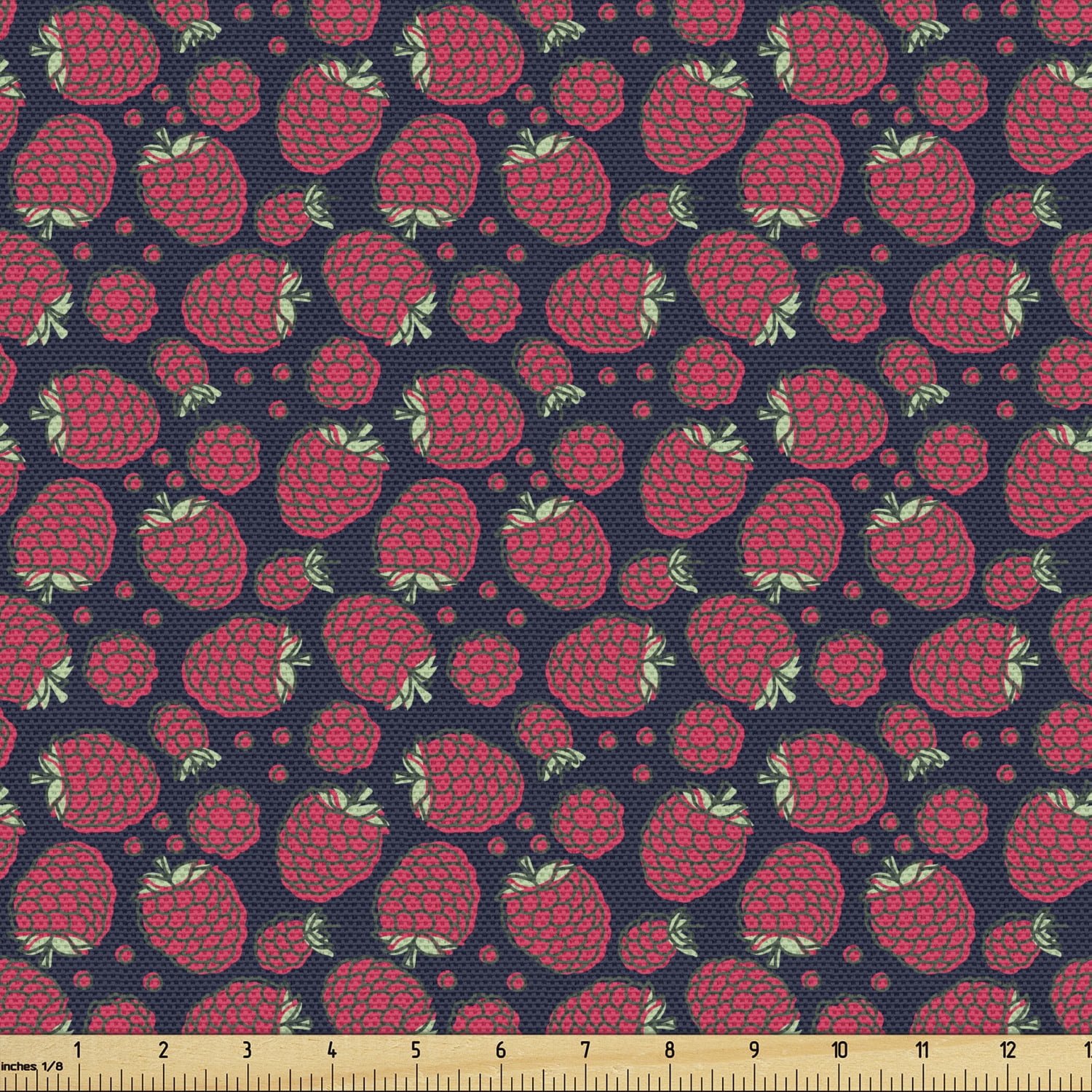 Ambesonne Fruits Fabric by the Yard Upholstery, Pastel Raspberries on ...
