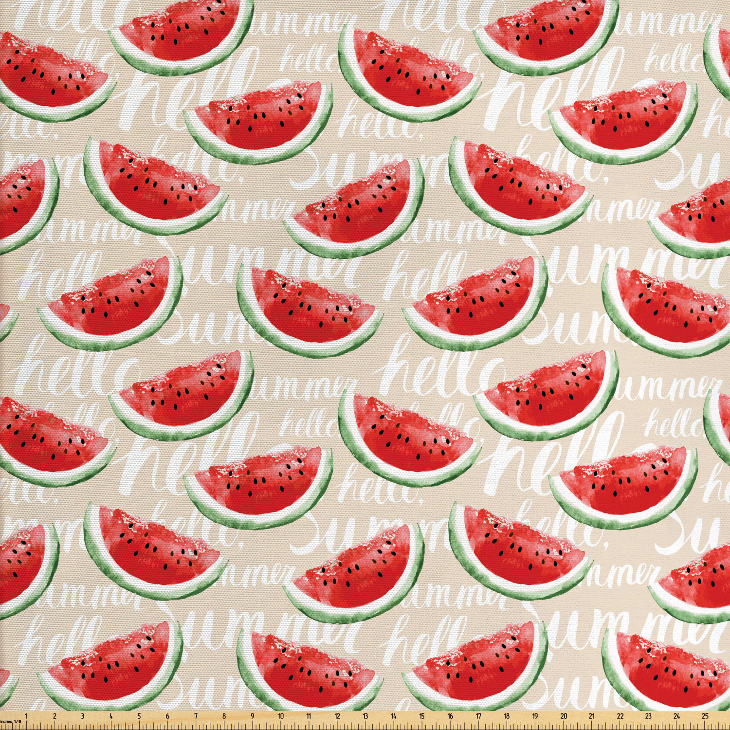 Ambesonne Fruits Fabric by the Yard Upholstery, Watercolor Watermelons ...
