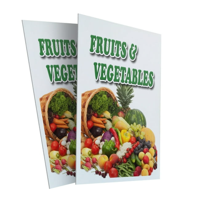 Fruits & Vegetables (2-PACK) 24" x 36" Plastic Signs | Sign Insert 4mm ...