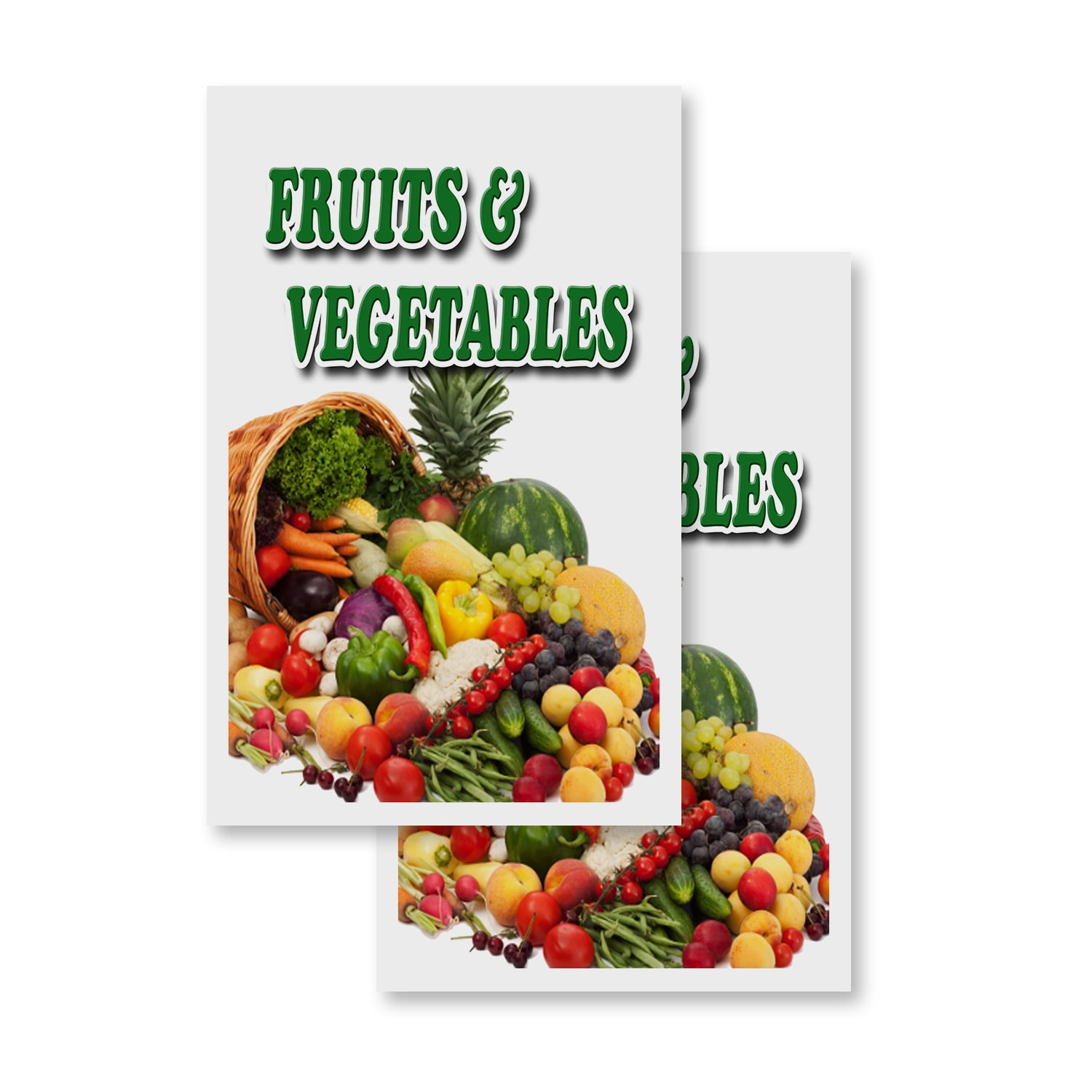 Fruits & Vegetables (2-PACK) 24" x 36" Vinyl Decals | Sign Insert Peel ...