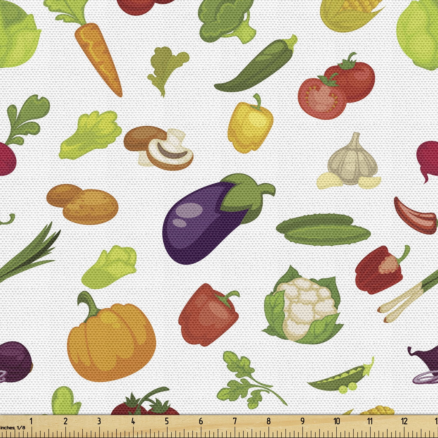 Ambesonne Fruits and Vegetables Fabric by the Yard Upholstery, Fresh ...