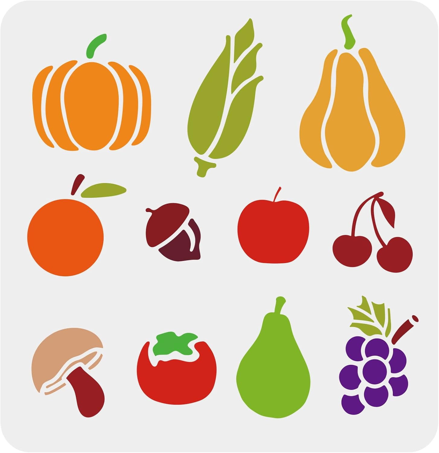 Fruits Vegetables Stencil 11.8x11.8inch Plastic Orange Fruit Cherry ...