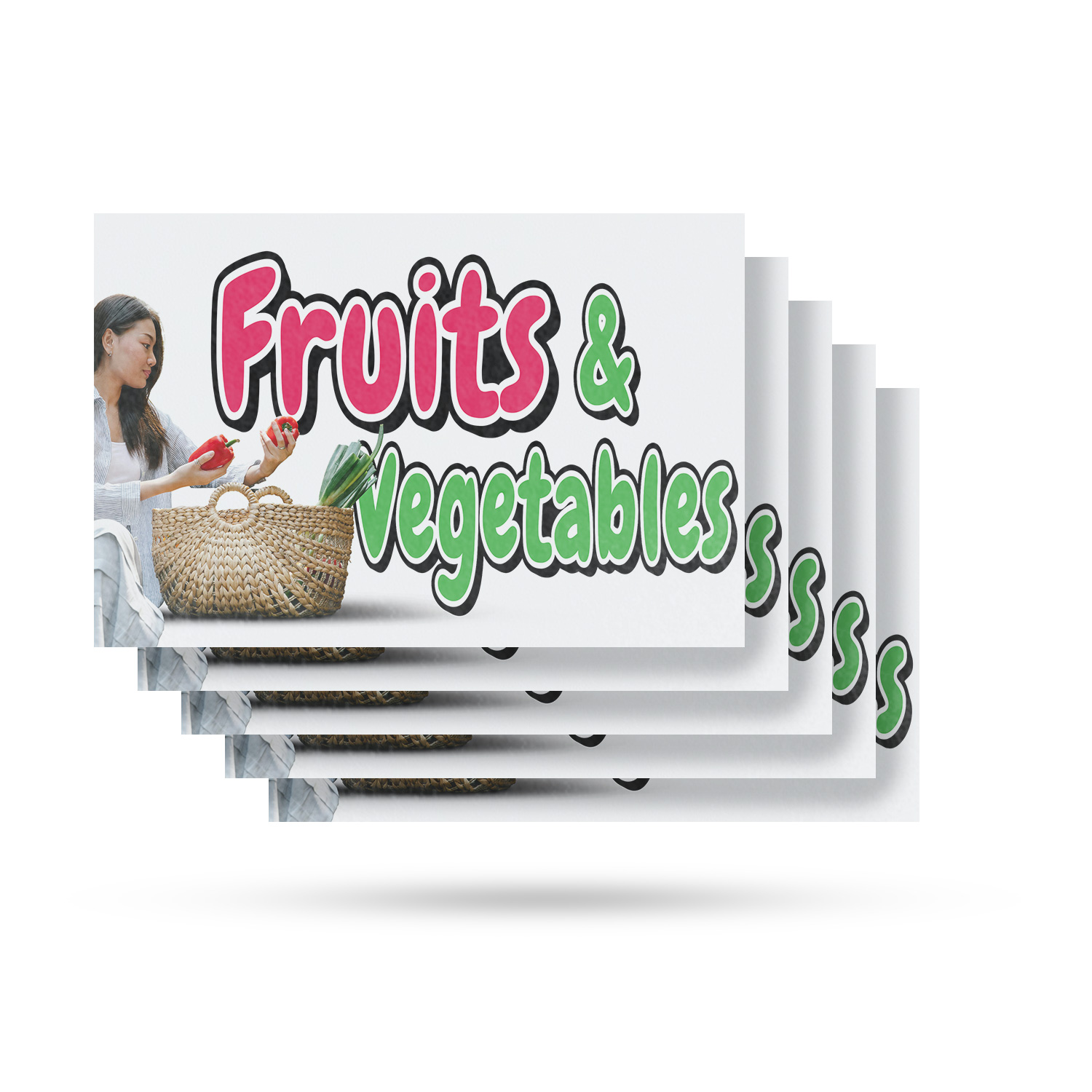 Fruits and Vegetables Vinyl Decal 5 Pack of 18 Inch x 24 Inch ...