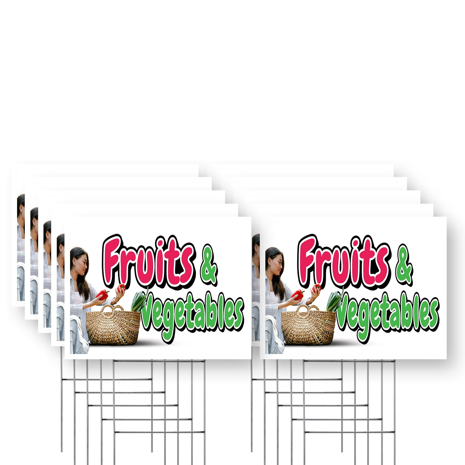 Fruits and Vegetables Yard Sign 10 Pack of 12 Inch x 16 Inch Single ...