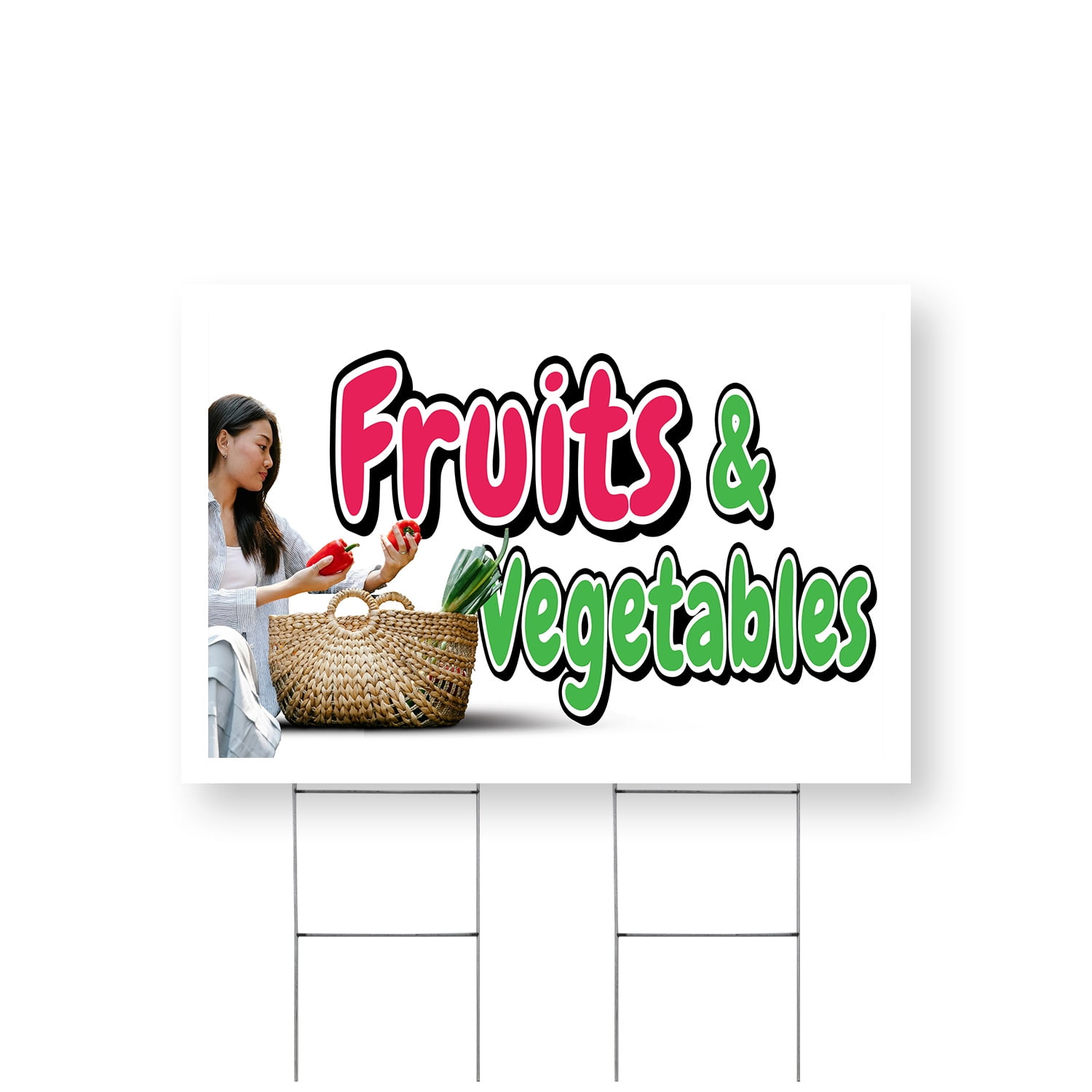 Fruits and Vegetables Yard Sign 24 Inch x 36 Inch Double Sided ...