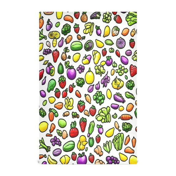 Fruits and Vegetables Pattern Kitchen Towels Dishcloth Decorative ...