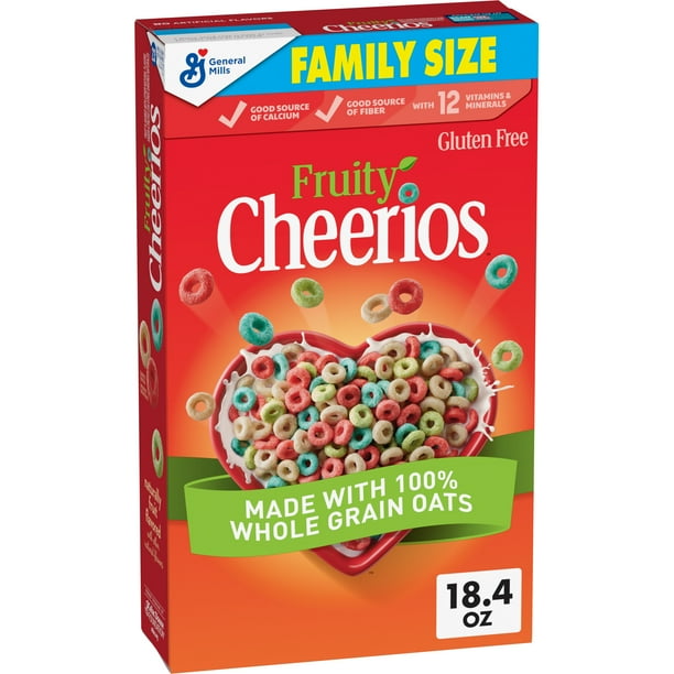 Fruity Cheerios Cereal, Heart Healthy Cereal, Family Size, 18.4 oz ...