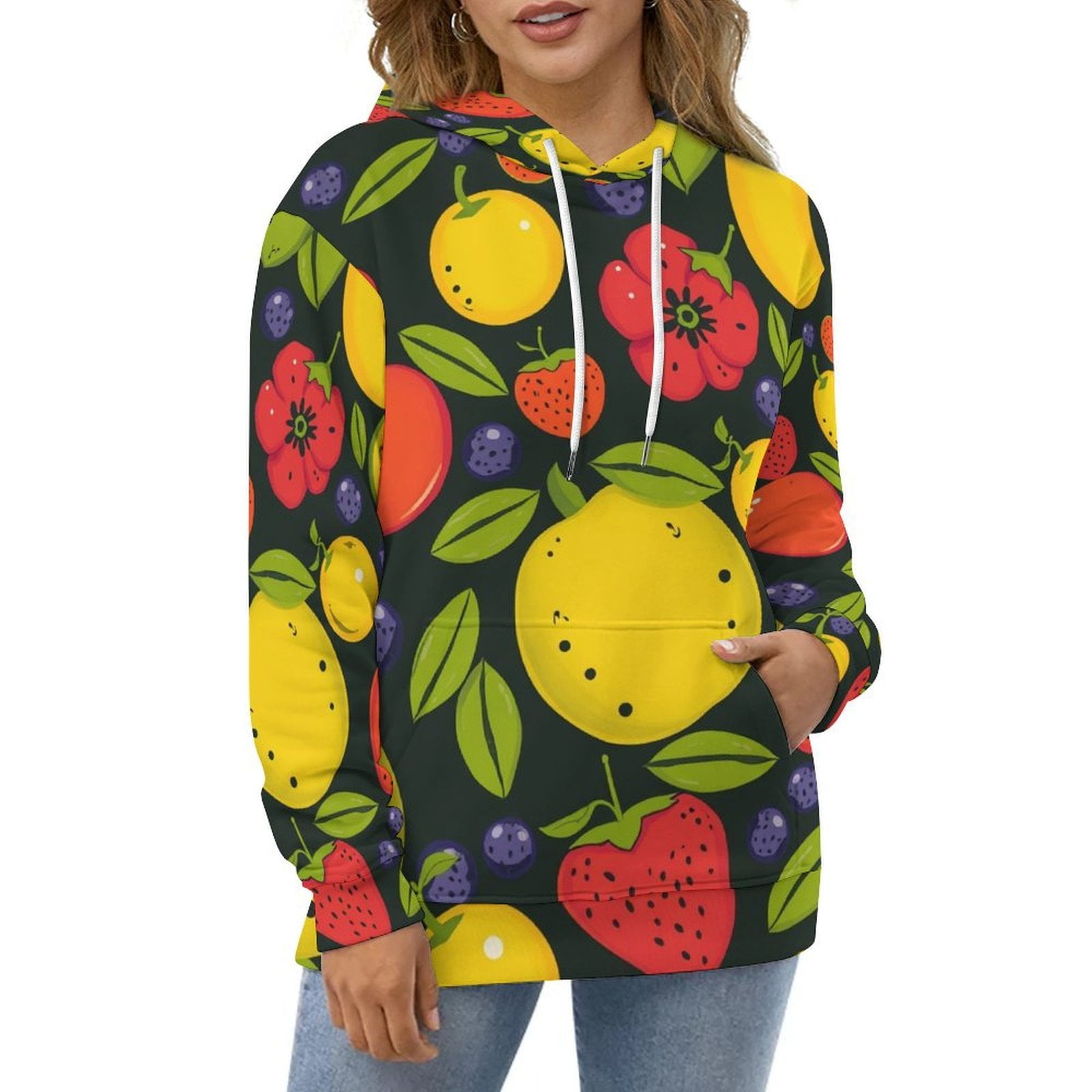 Fruity Colorful Pattern Hoodies Long-Sleeve Spring Fashion Oversize ...