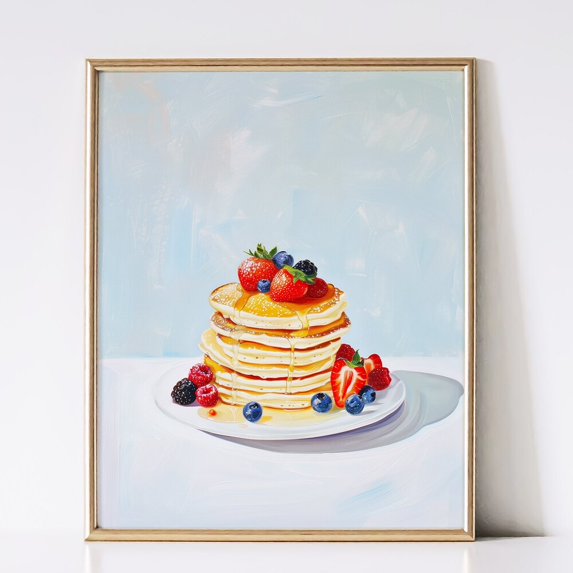 Fruity Pancakes Vintage Art Print: Retro Kitchen Foodie Poster UNFRAMED ...