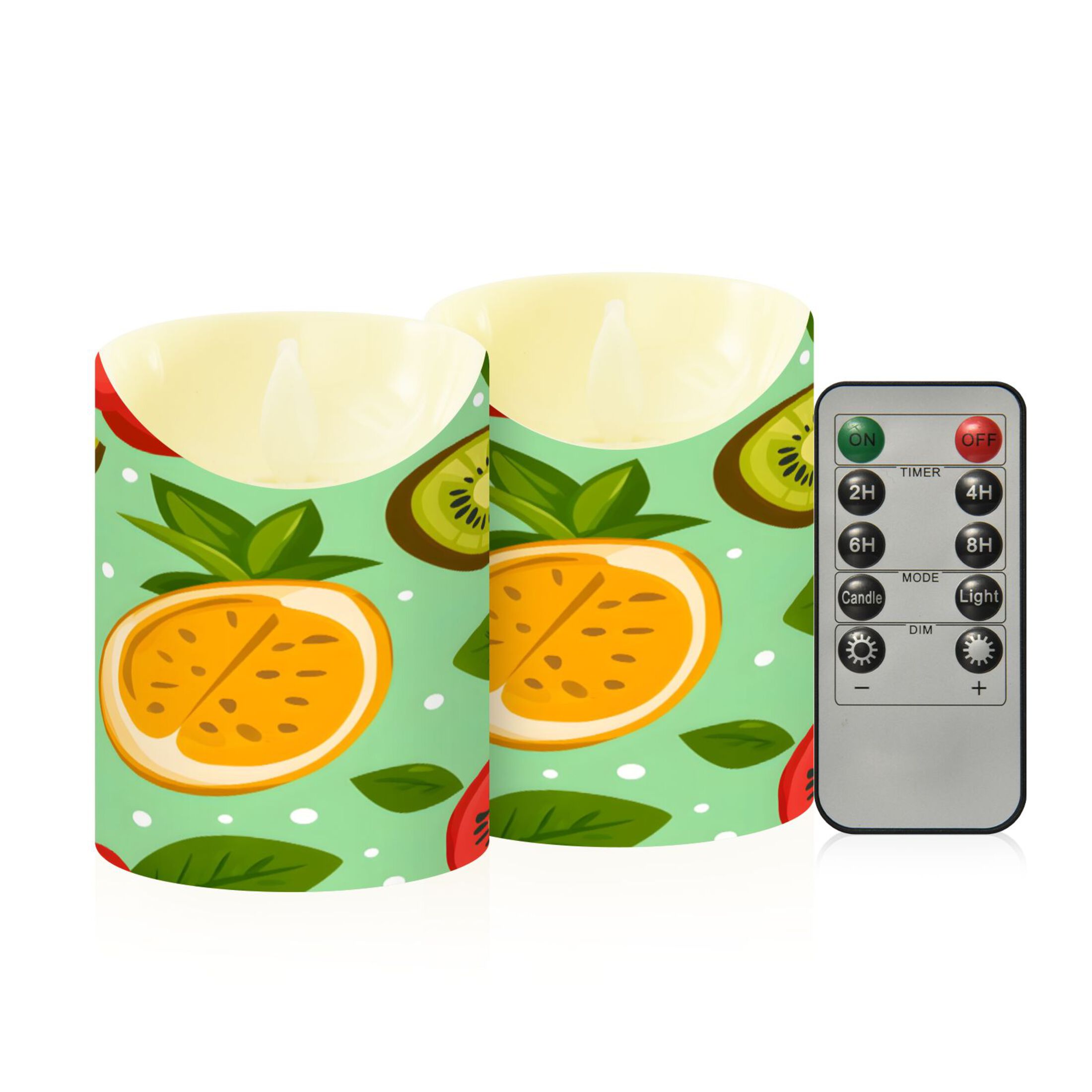Fruity Pattern Flameless Candles 2 PCS with Remote Realistic Moving ...