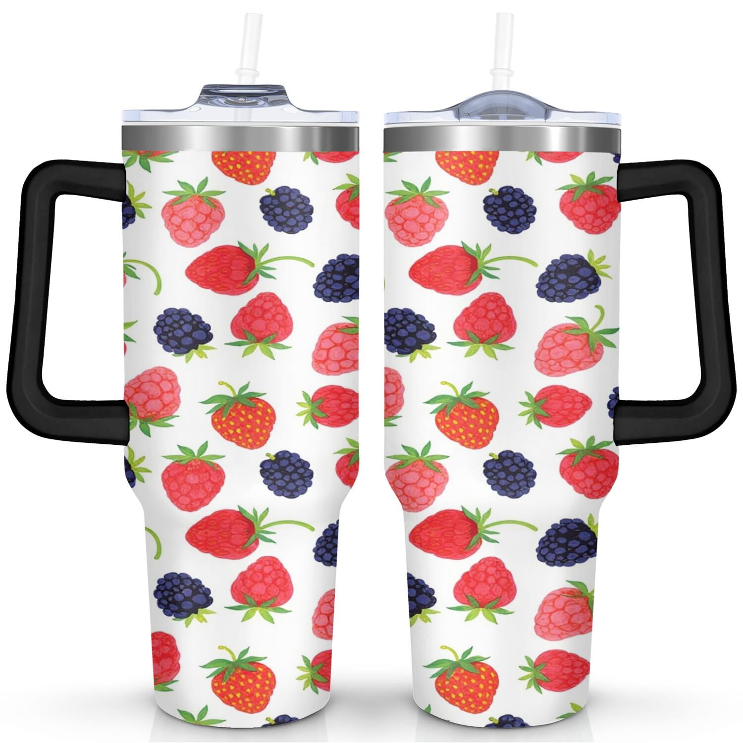 Fruity Strawberry Lover 40oz Tumbler - Stainless Steel Mug with Straw ...