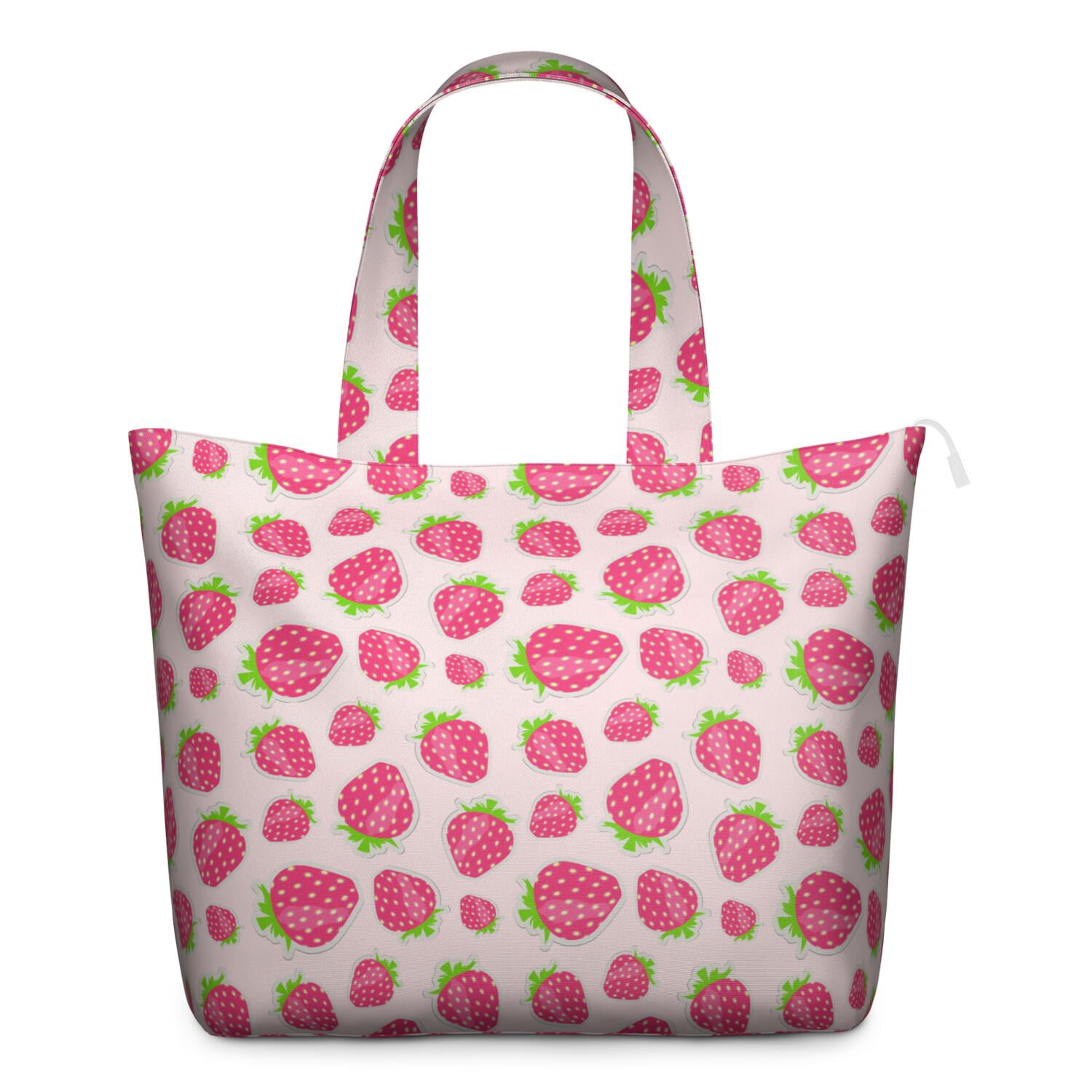 Fruity Strawberry Travel Tote - Cute Kawaii Design, Spacious Zippered ...
