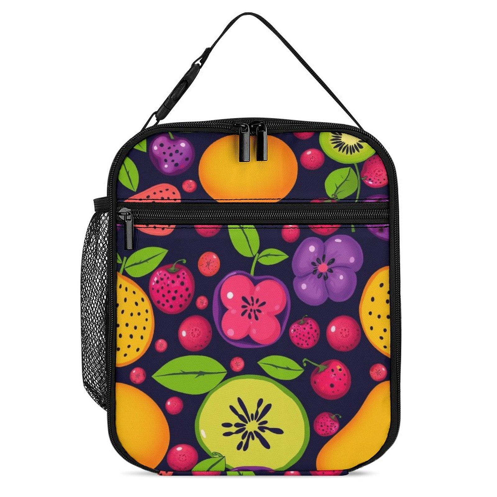 Fruity Vibrant Pattern Lunch Bag Women Portable Bento Box for Outdoor ...