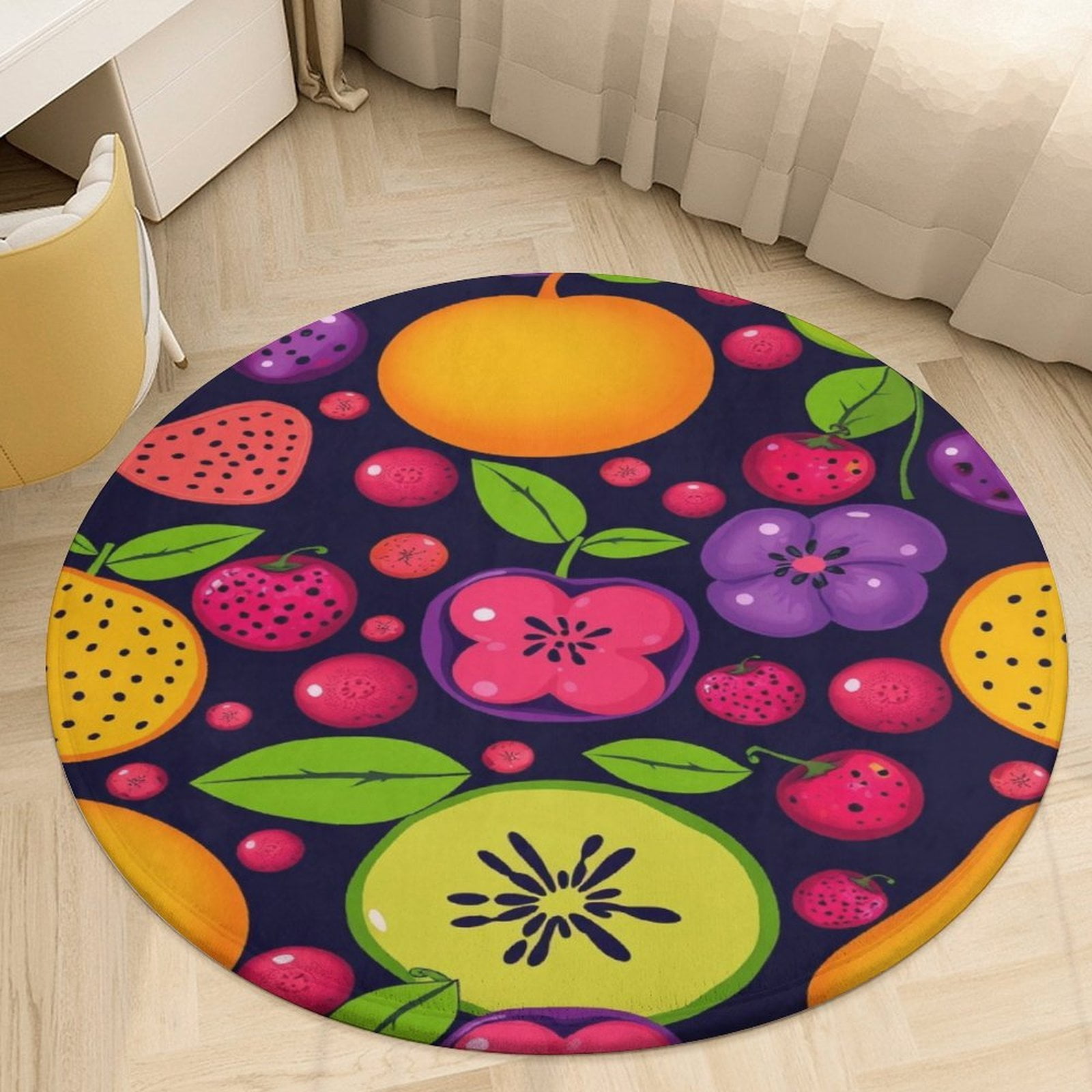 Fruity Vibrant Pattern Round Carpets Modern Living Room Ration Rugs ...