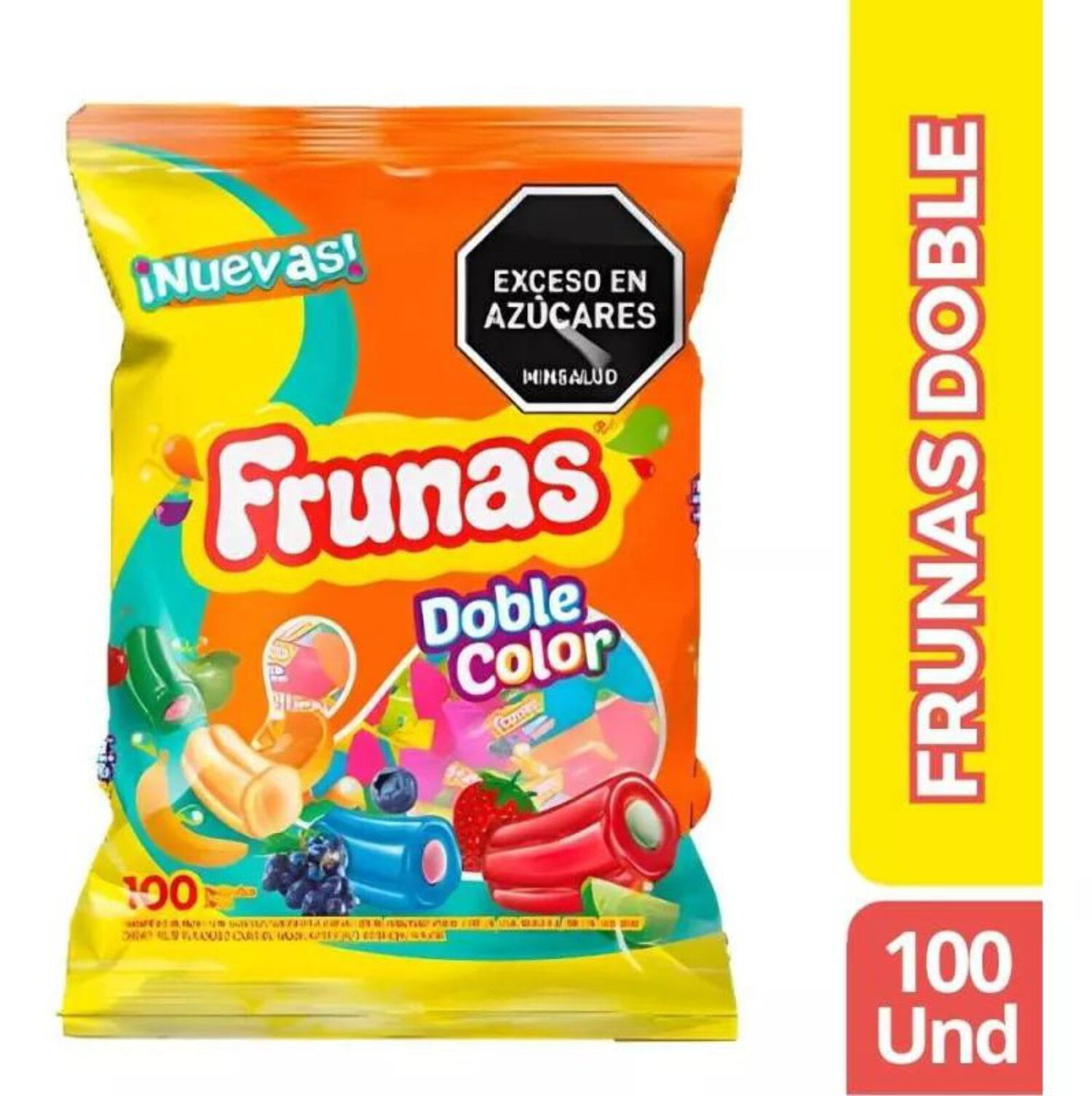 Frunas Doble Color - 100 Units Bag - Chewy Fruit-Flavored Candy ...