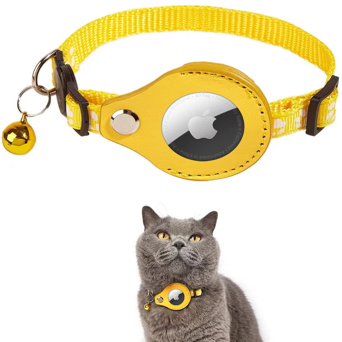Frusde Airtag Cat Collar with Bell Safety Buckle Adjustable Kitten ...