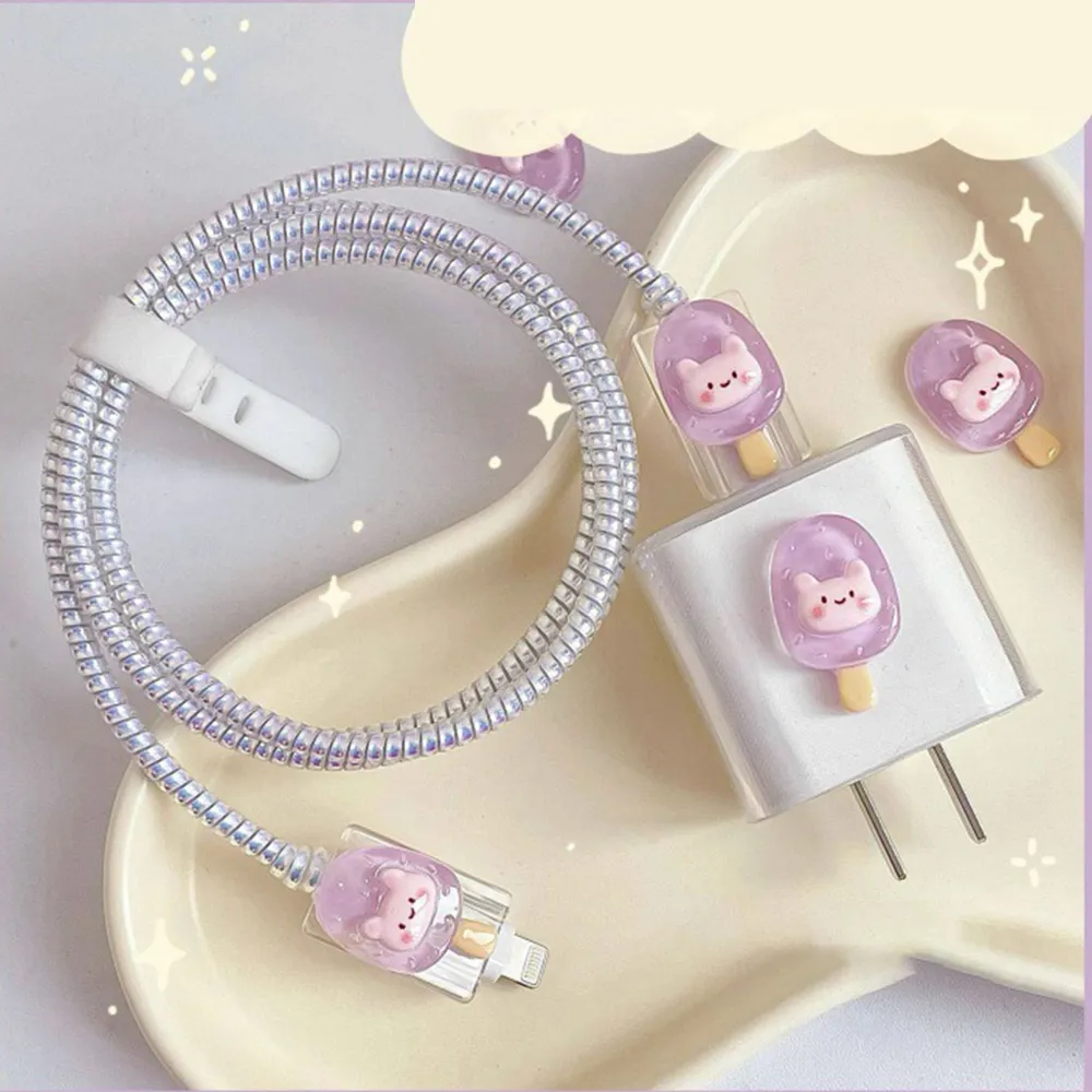Frusde Cute Data Cable Protector for iPhone 18w/20W Charger, Silicone ...
