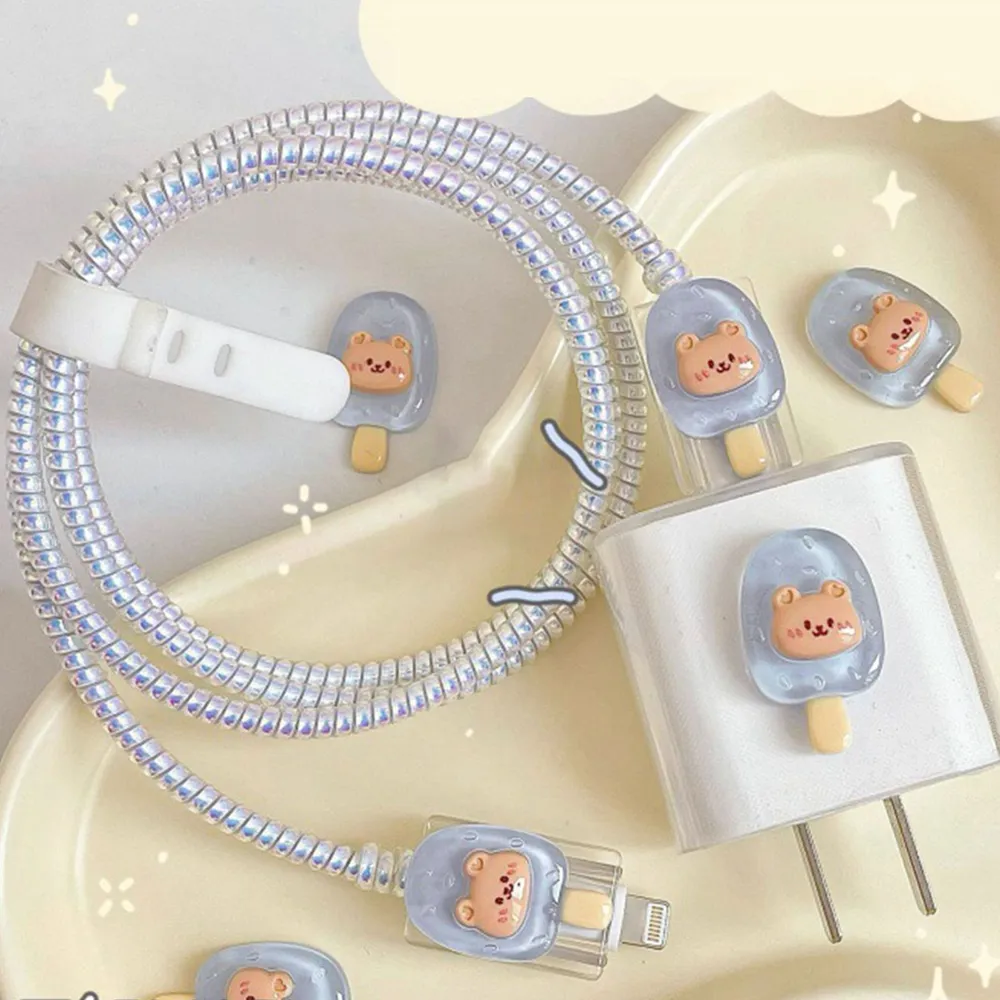 Frusde Cute Data Cable Protector for iPhone 18w/20W Charger, Silicone ...