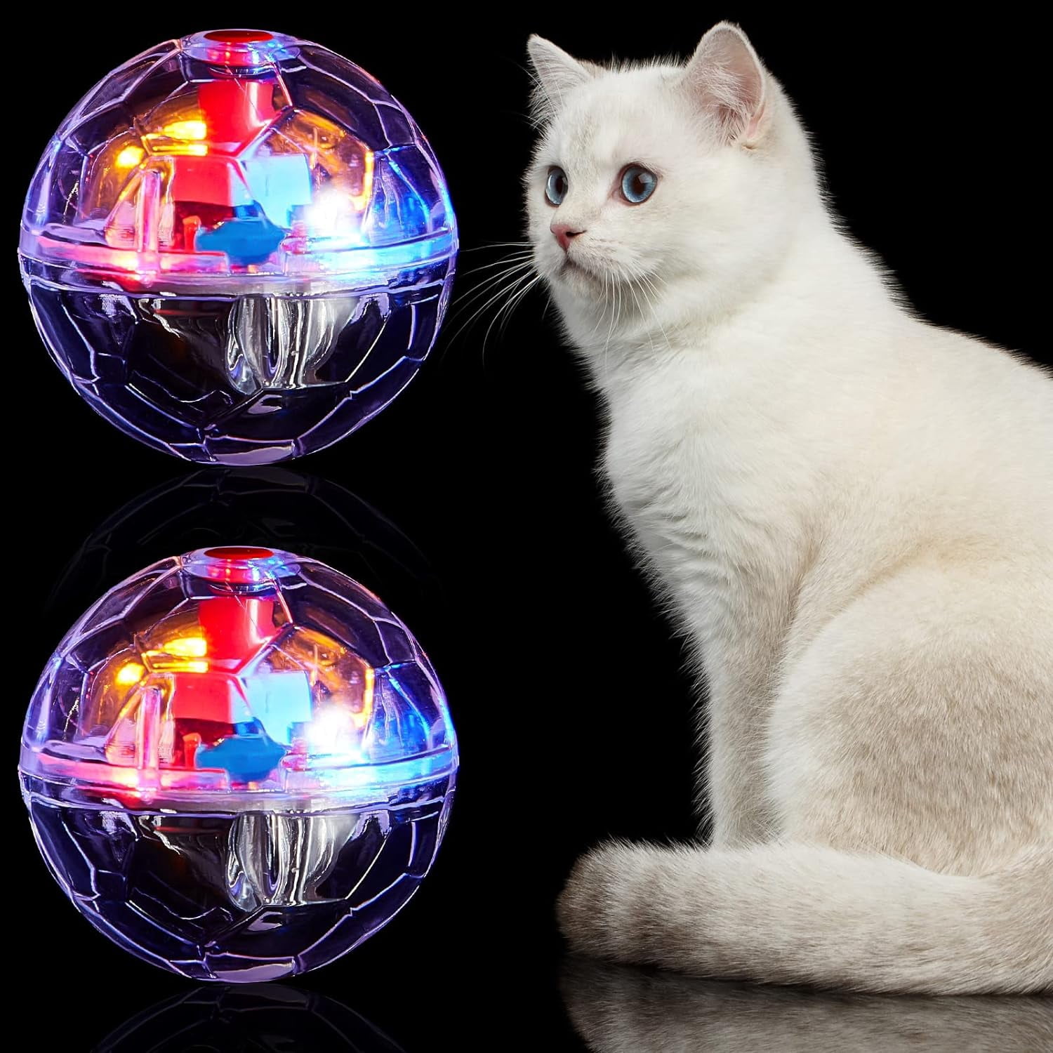 Frusde Light Up Cat Balls, Led Motion Activated Cat Ball Interactive ...