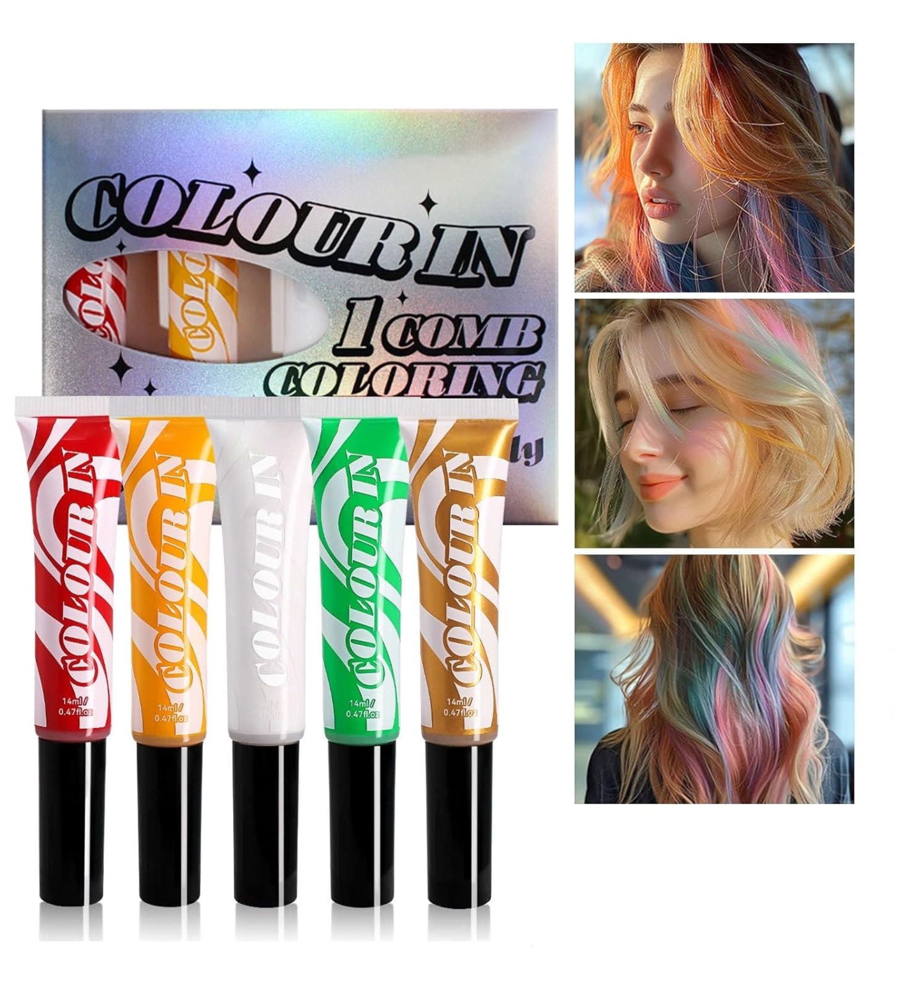 Frusde Temporary Hair Dye, 5 Temporary Hair Color Hair Coloring Chalk ...