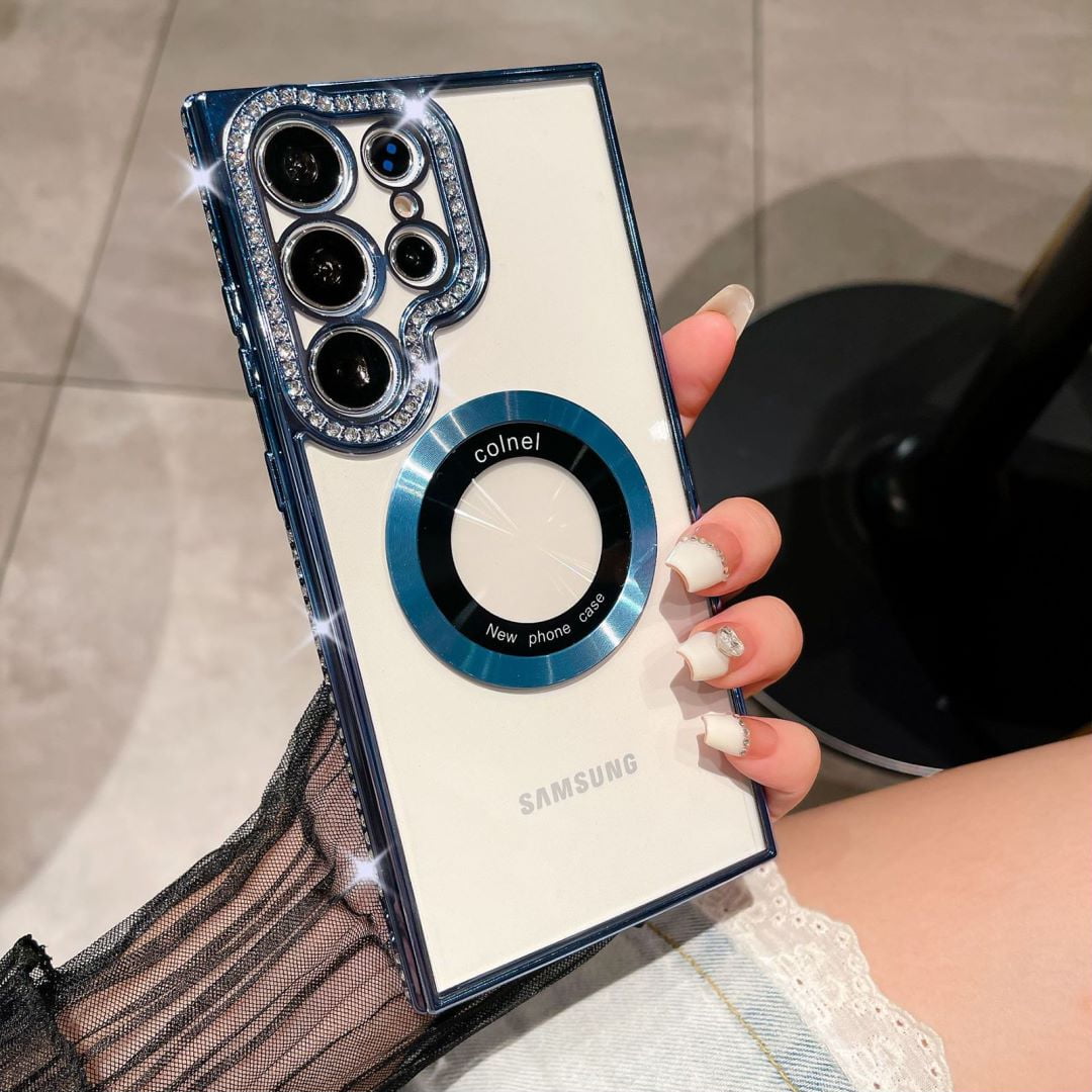 Frusde for Samsung Galaxy S24 Ultra S24 Plus S24 Magnetic Case, Luxury Plating Bling Glitter ...