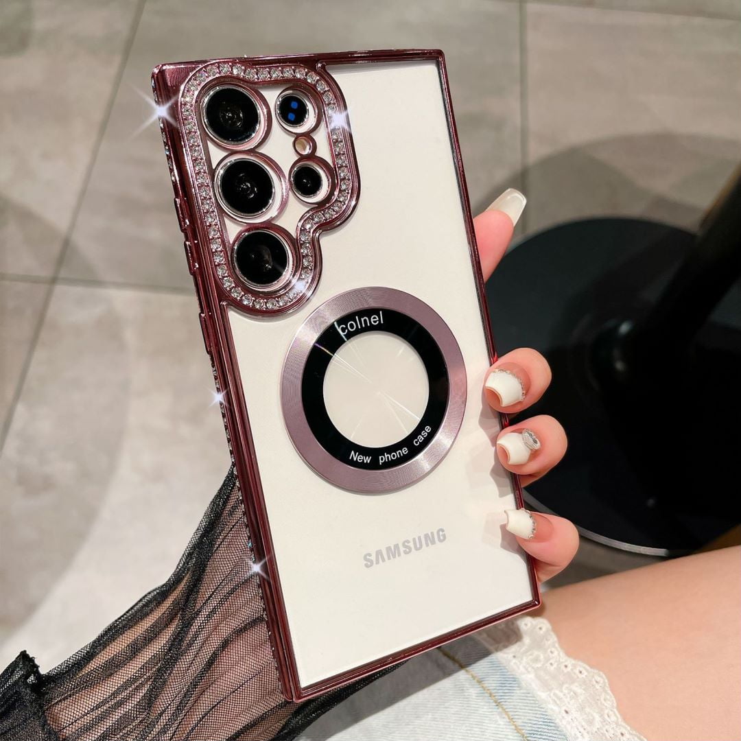 Frusde for Samsung Galaxy S24 Ultra S24 Plus S24 Magnetic Case, Luxury Plating Bling Glitter ...